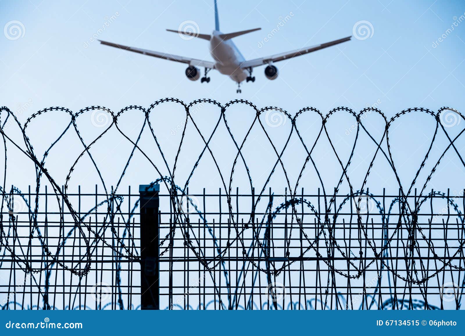 Airplane left the airport stock image. Image of barbed - 67134515