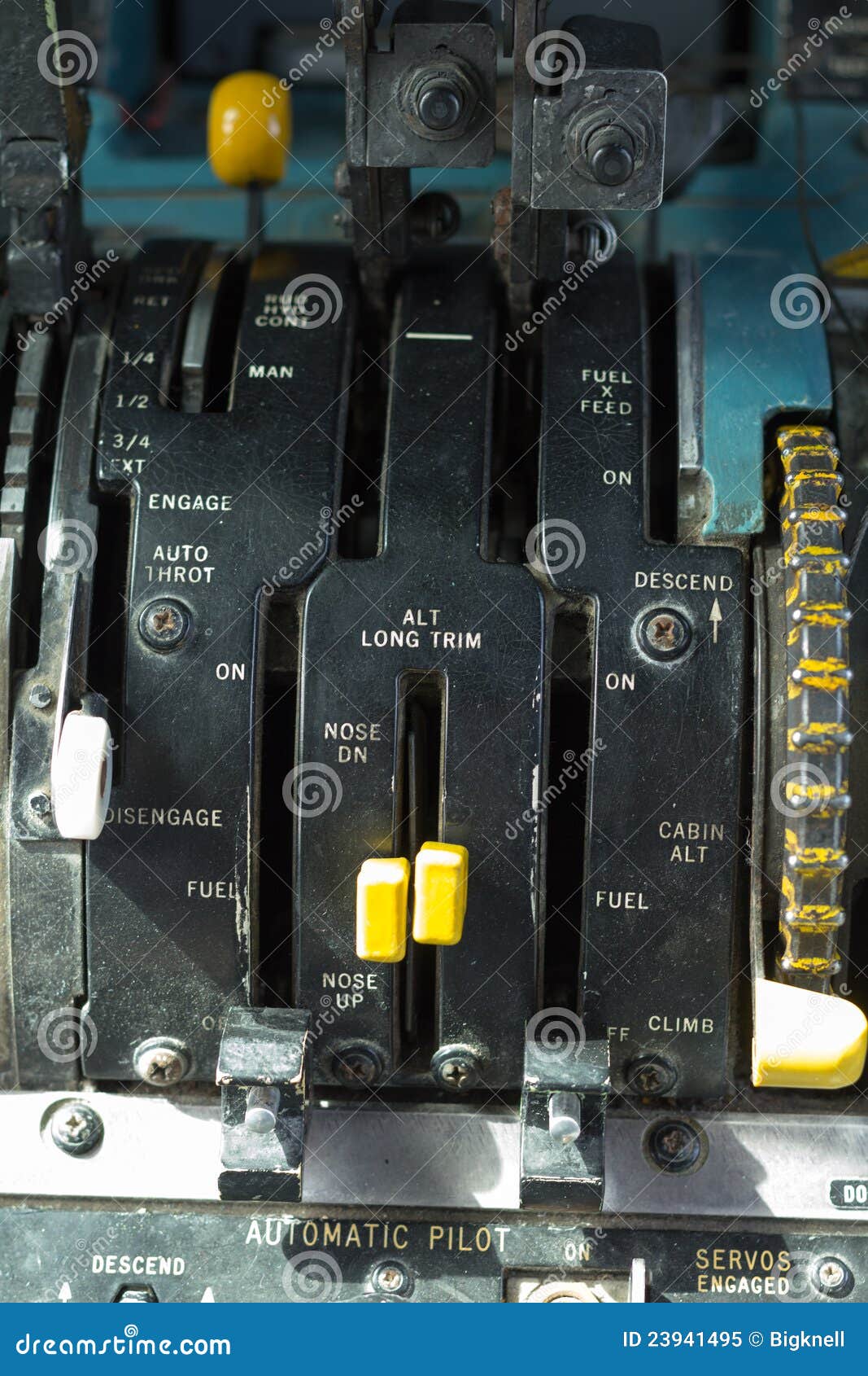 Airplane levers stock image. Image of interior, panel - 23941495