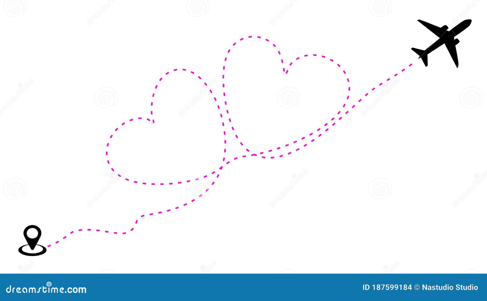 Airplane Line Path Icon Of Air Plane Flight Route Love Travel Route