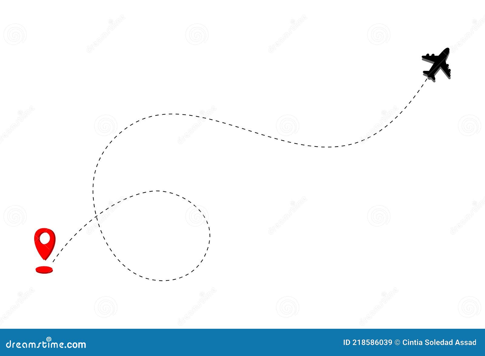 AIRPLANE LINE PATH ICON WITH START POINT AND DASH LINE TRACE Cartoon ...