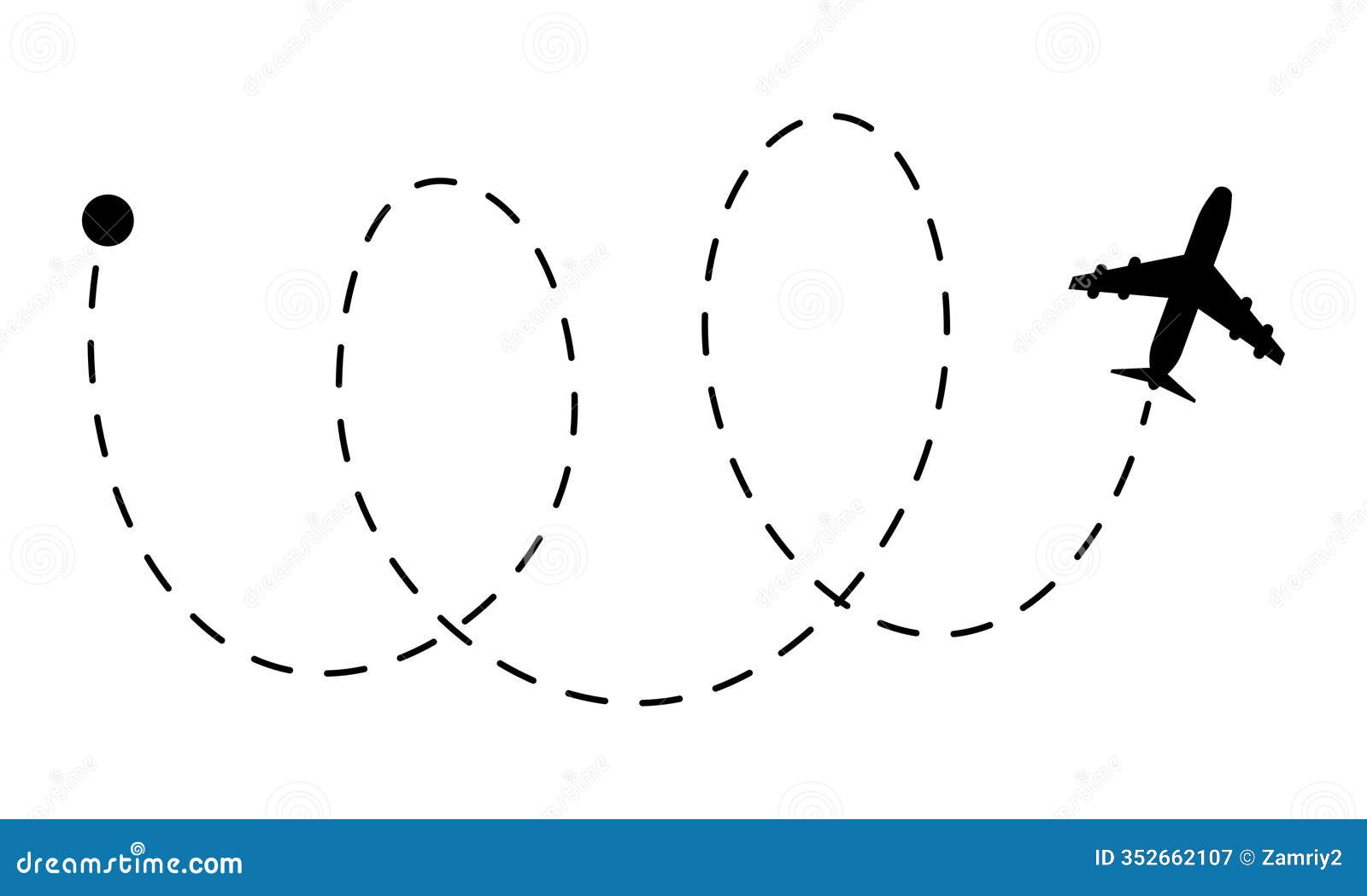 Airplane dashed line path stock illustration. Illustration of ...