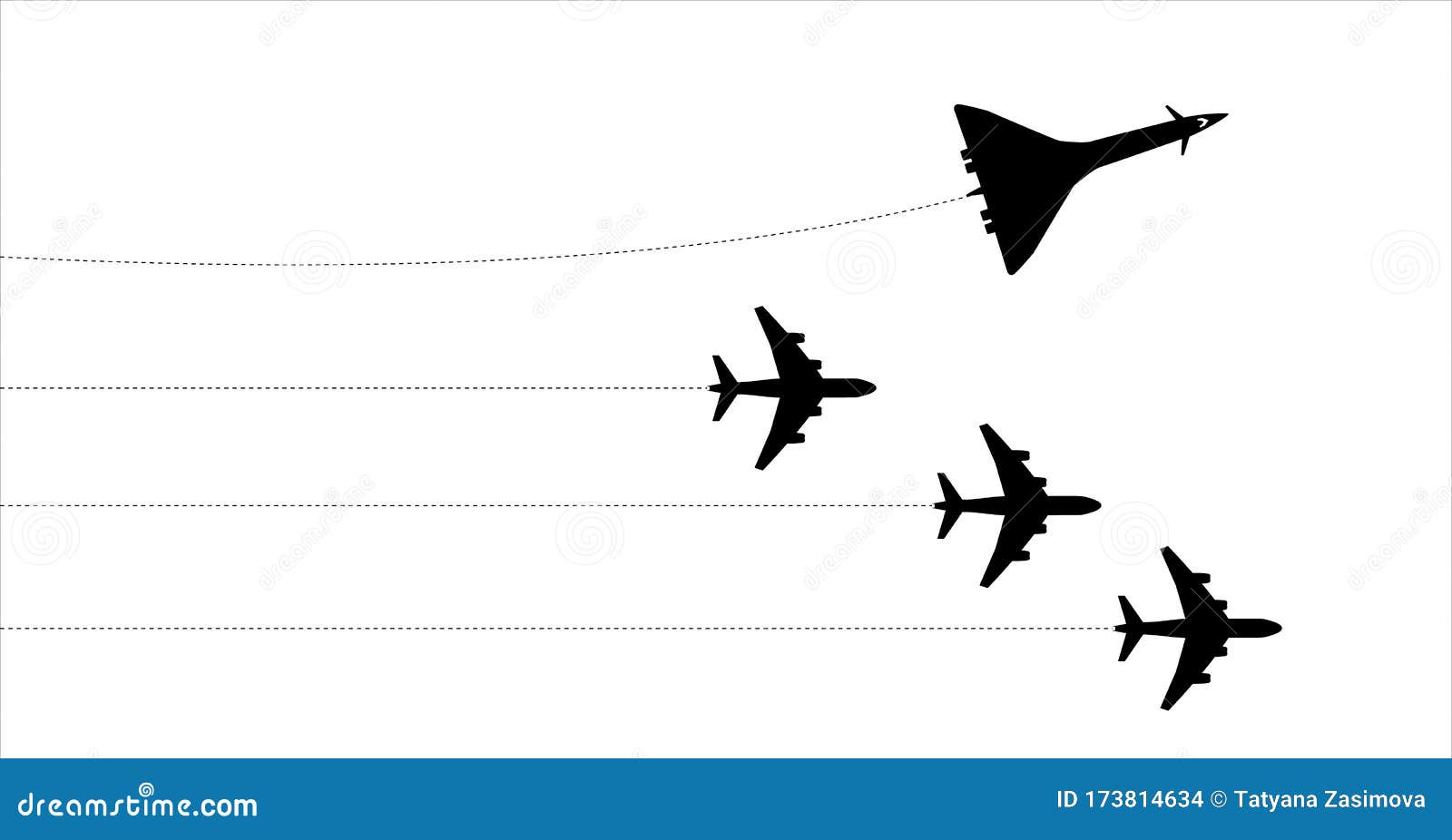 Plane With Path Of Movement, Airplane Route, Trajectory Dotted Line ...