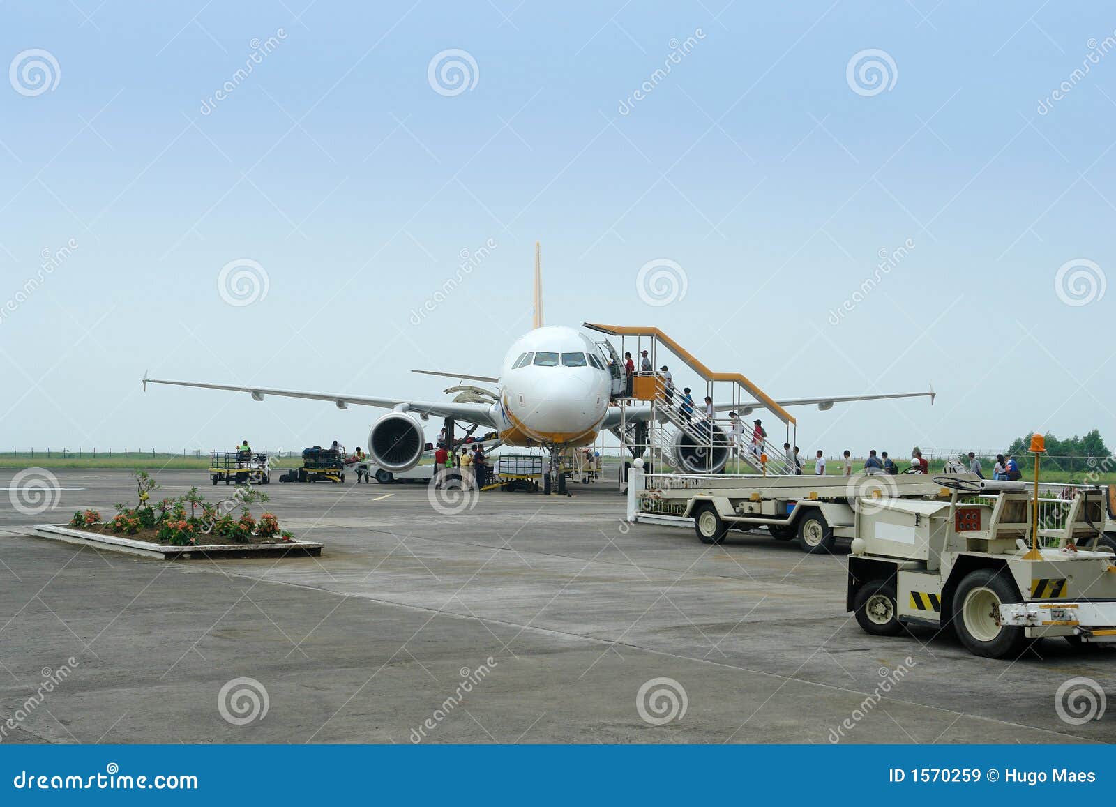 Airplane Loading Passengers and Luggage. Stock Image - Image of stairs ...