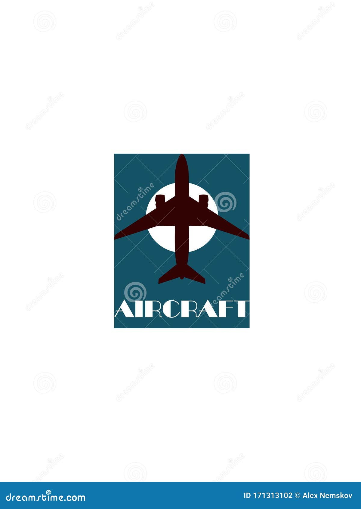 Airplane Logo on a Blue Background Stock Illustration - Illustration of ...