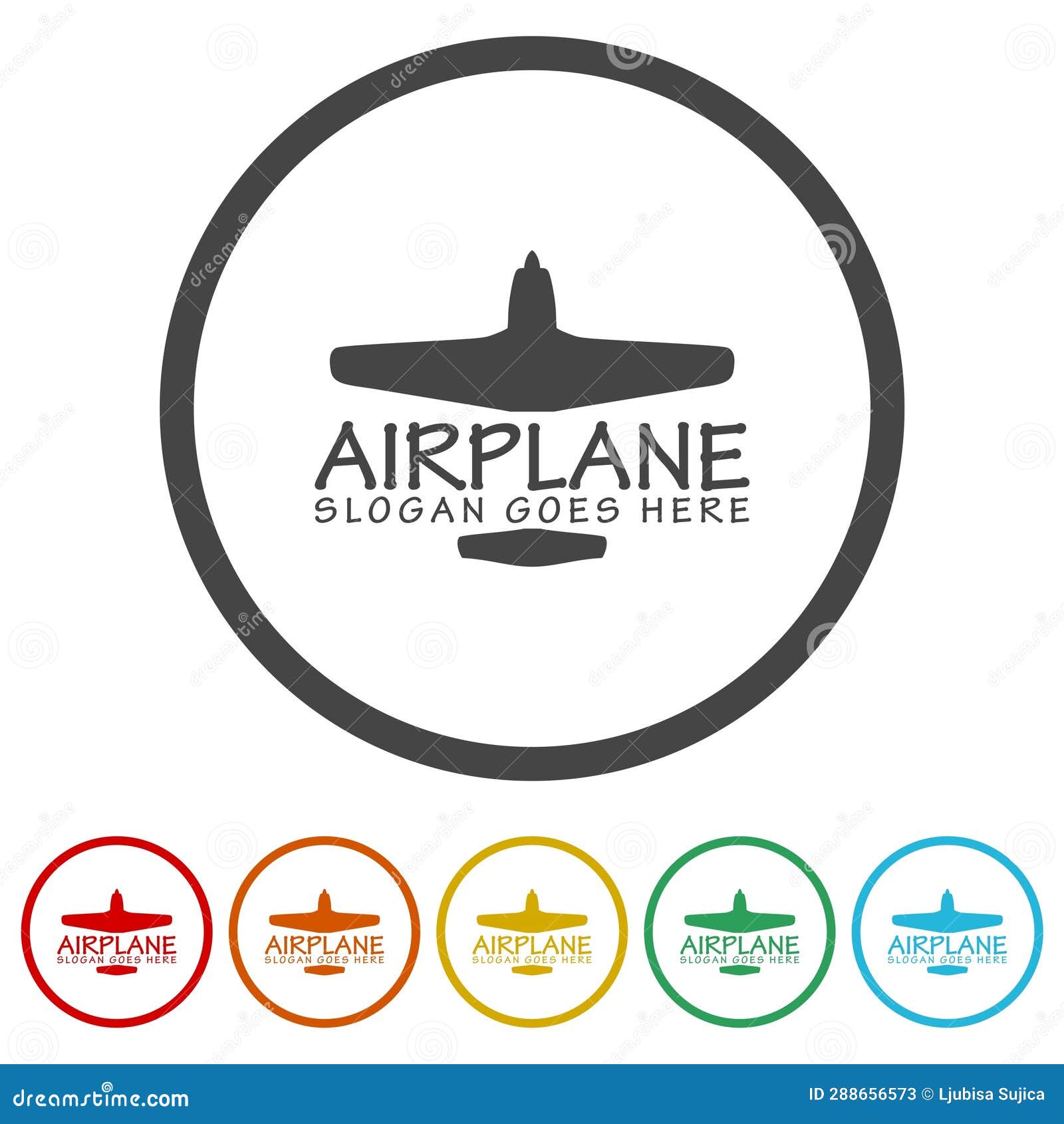 Airplane Logo Template. Set Icons in Color Circle Buttons Stock ...