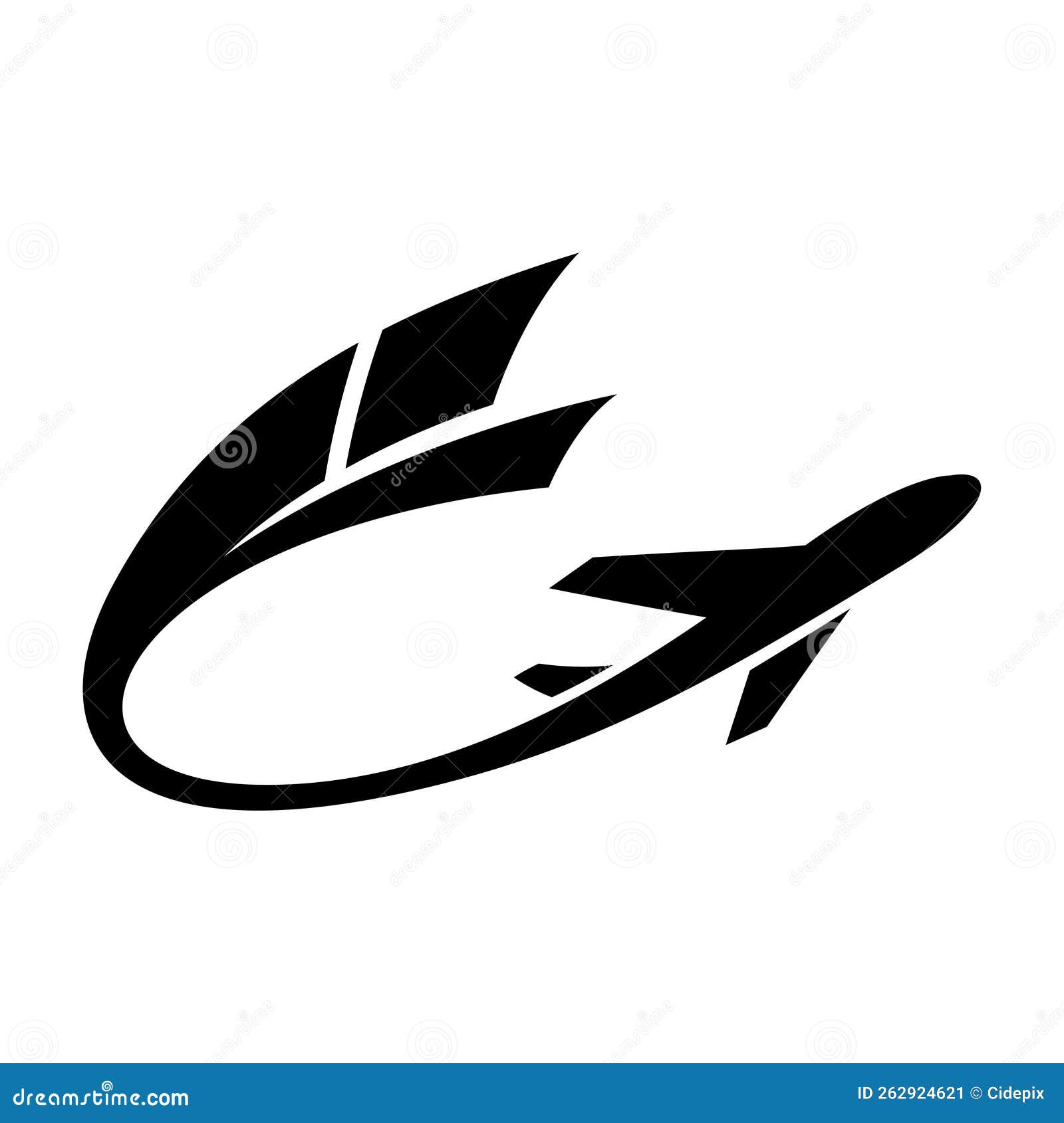 Airplane with a Long Black Tail Stock Vector - Illustration of company ...