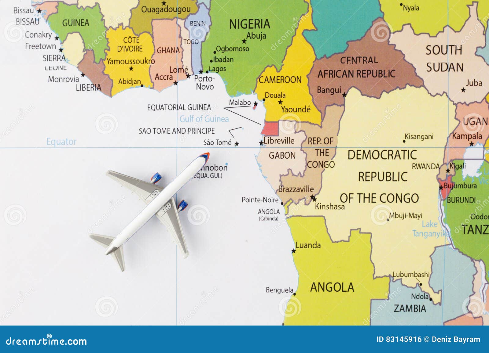 Airplane on map stock photo. Image of congo, angola, macro - 83145916
