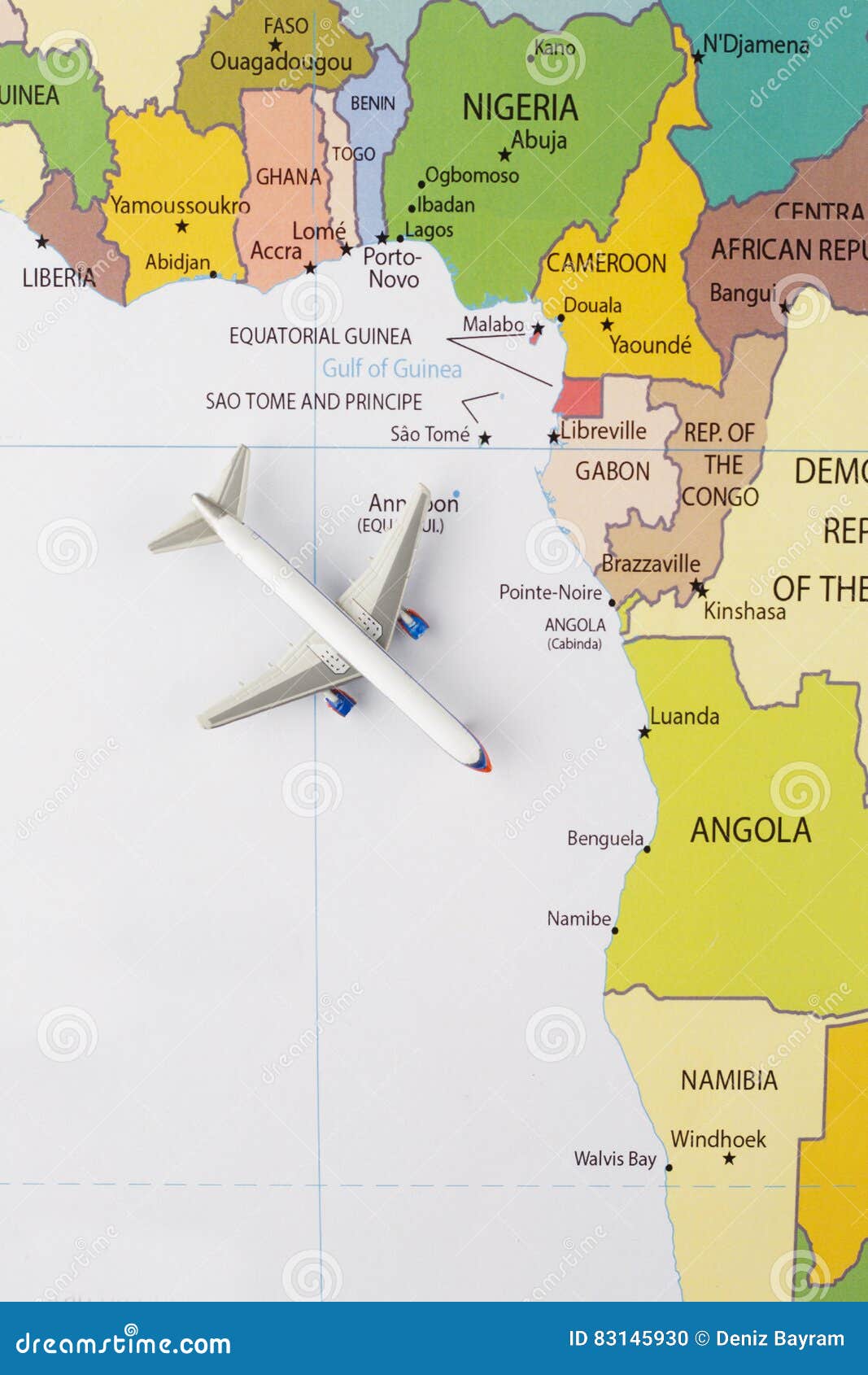 Airplane on map stock photo. Image of aviation, flying - 83145930