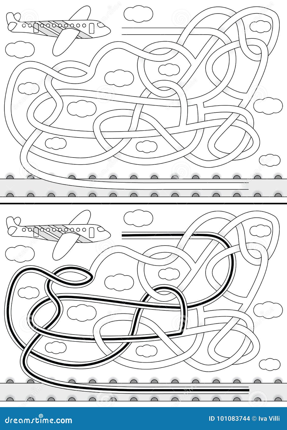 Airplane maze stock vector. Illustration of cartoon - 101083744