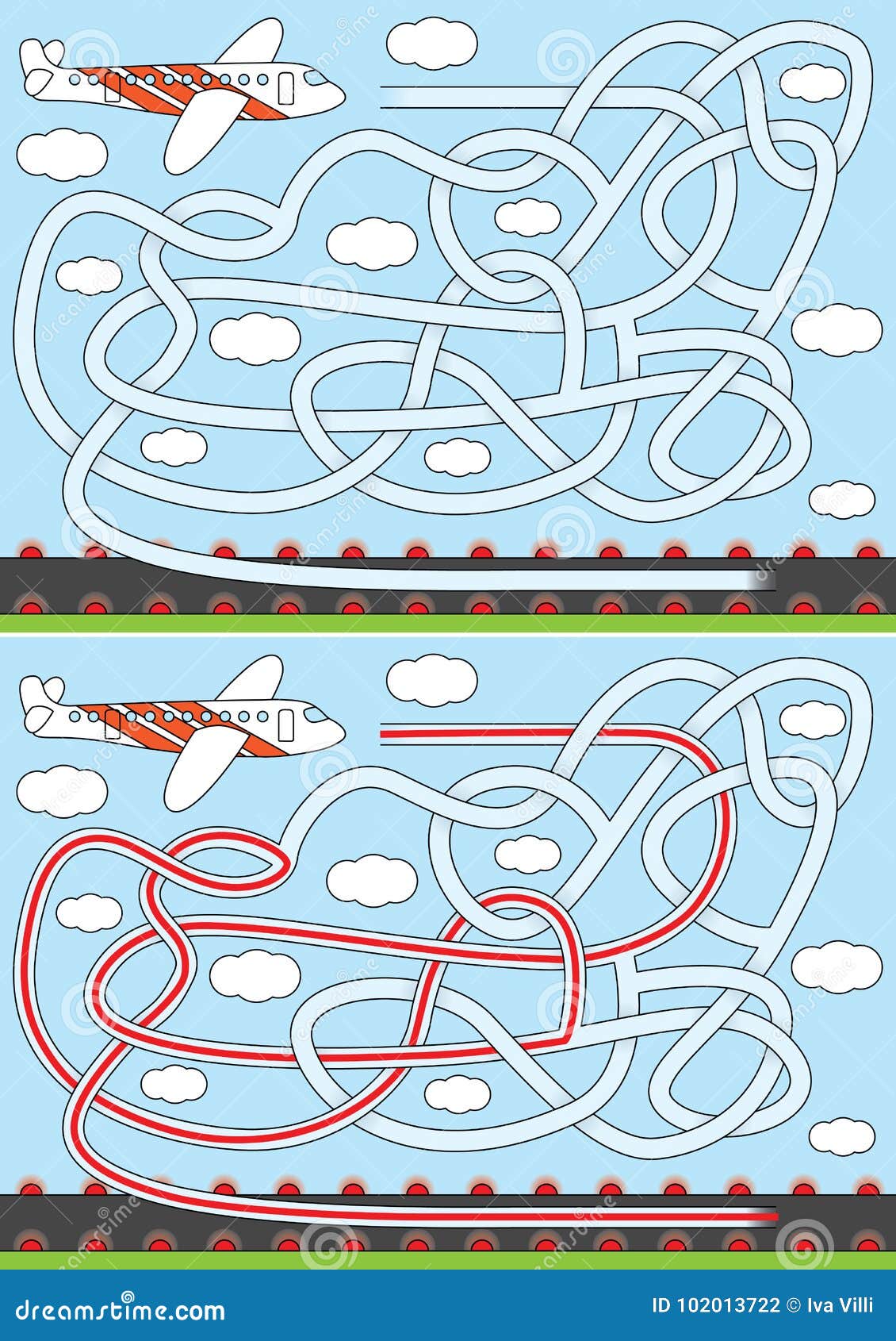 Airplane maze stock vector. Illustration of maze, solution - 102013722