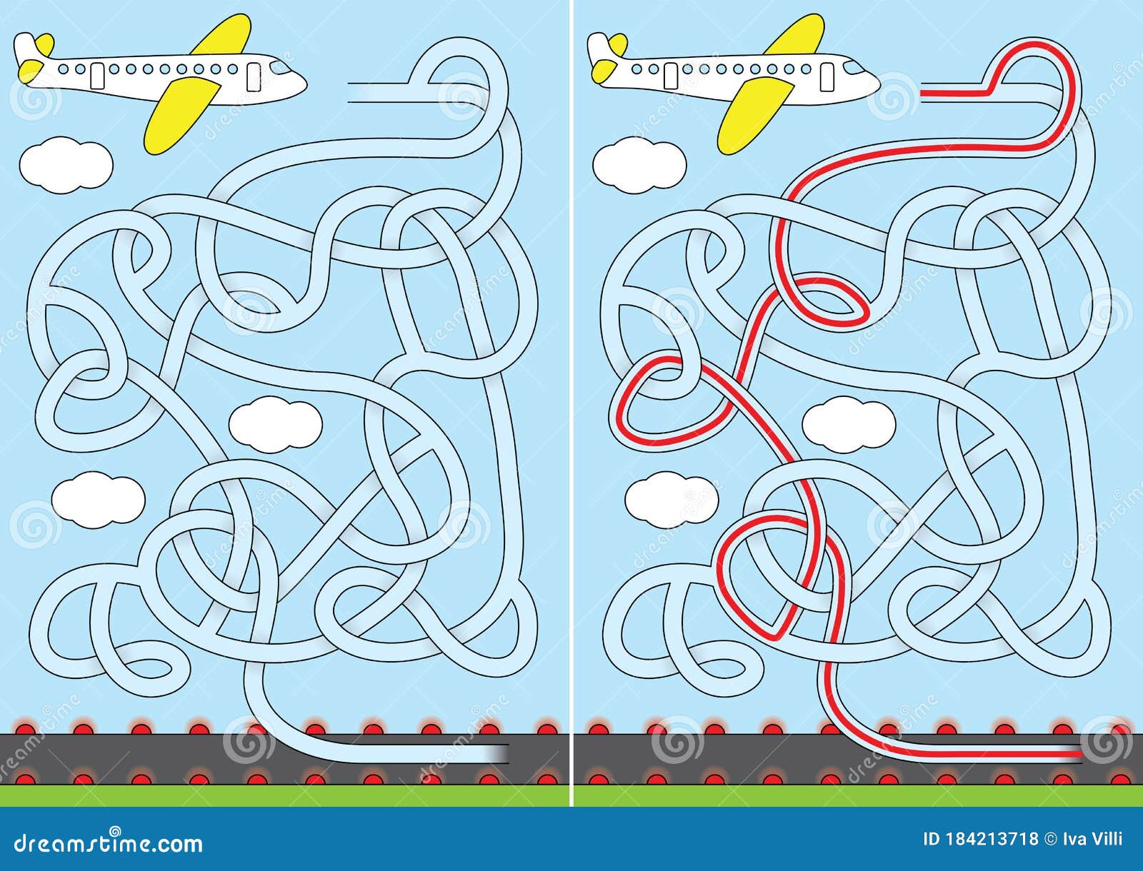 Airplane maze stock vector. Illustration of airplane - 184213718