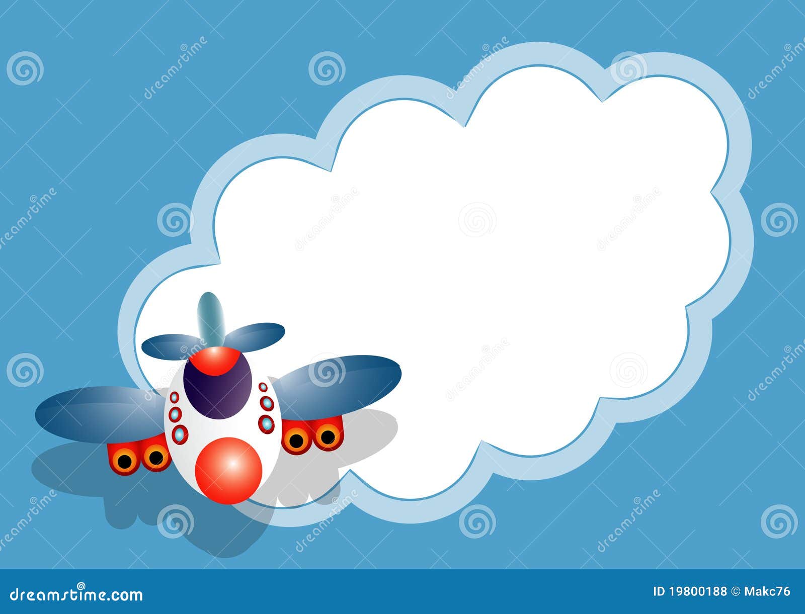Airplane message card stock vector. Image of blue, outside - 19800188