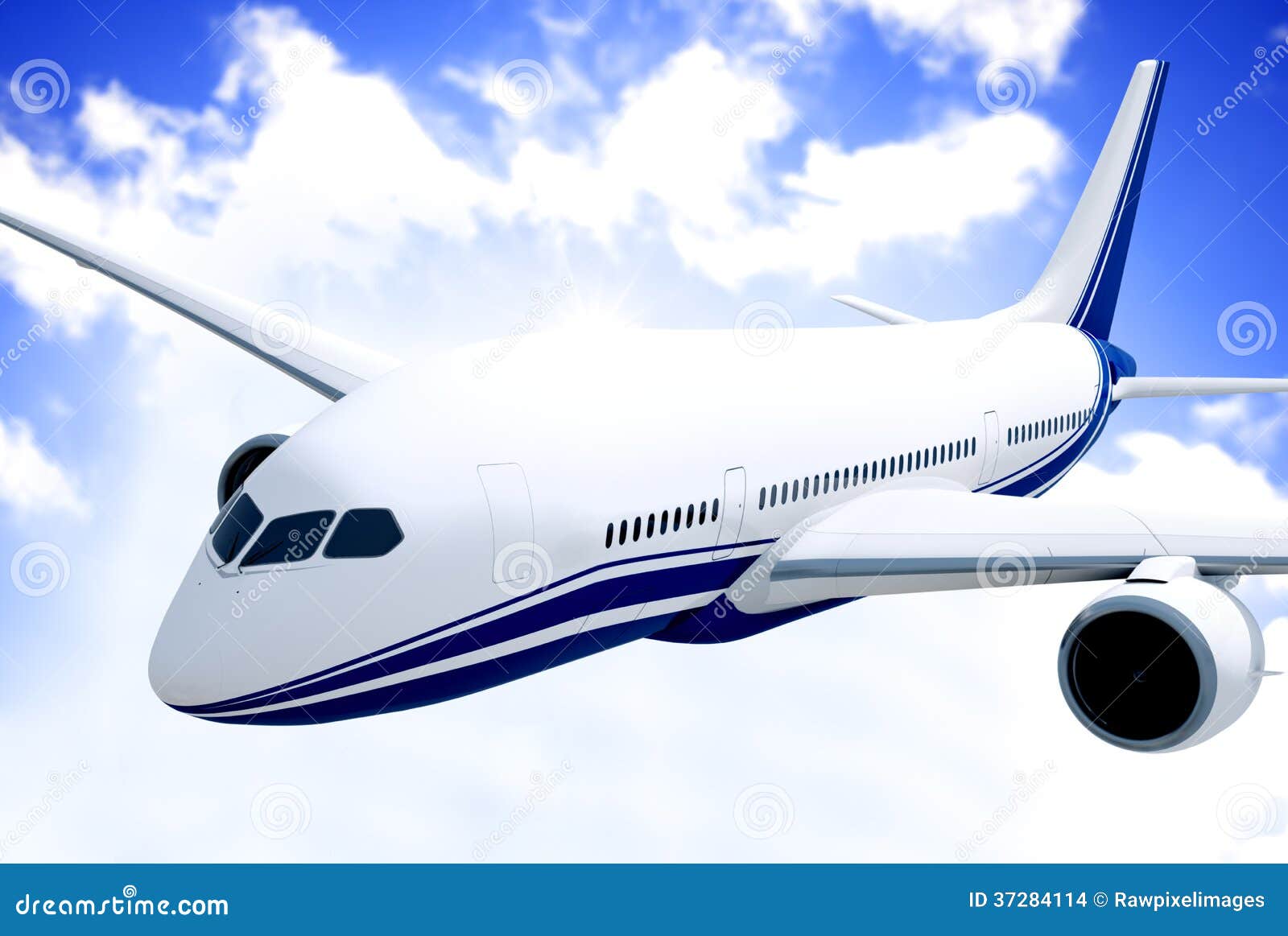 Airplane in the mid air stock photo. Image of engine - 37284114