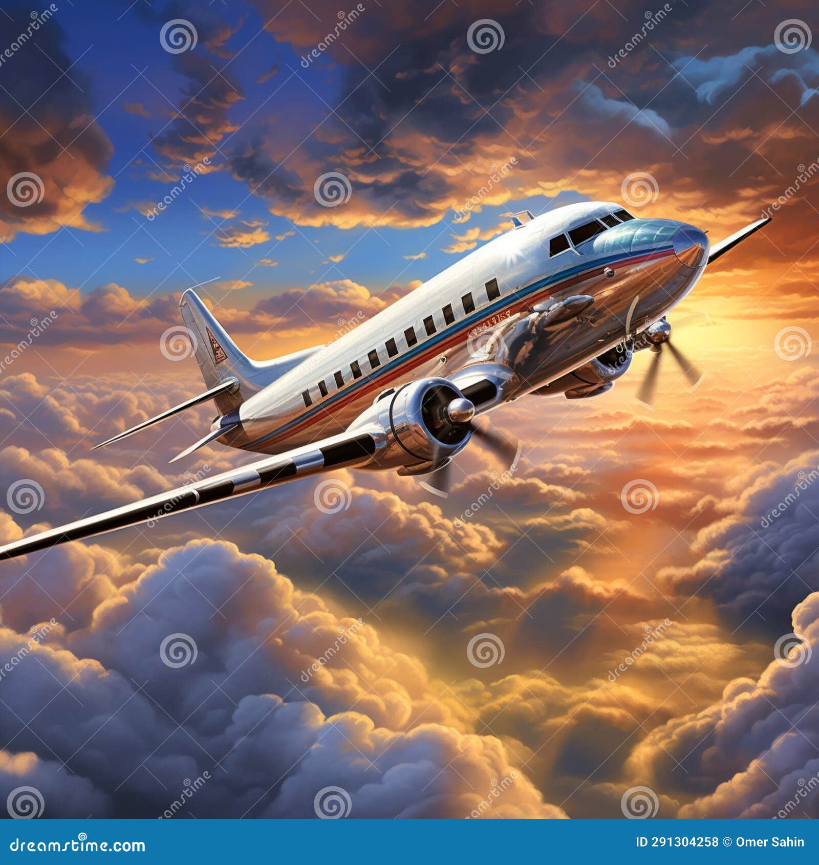 Airplane in Mid-Flight with Dramatic Clouds Resembling a Theater Stage ...