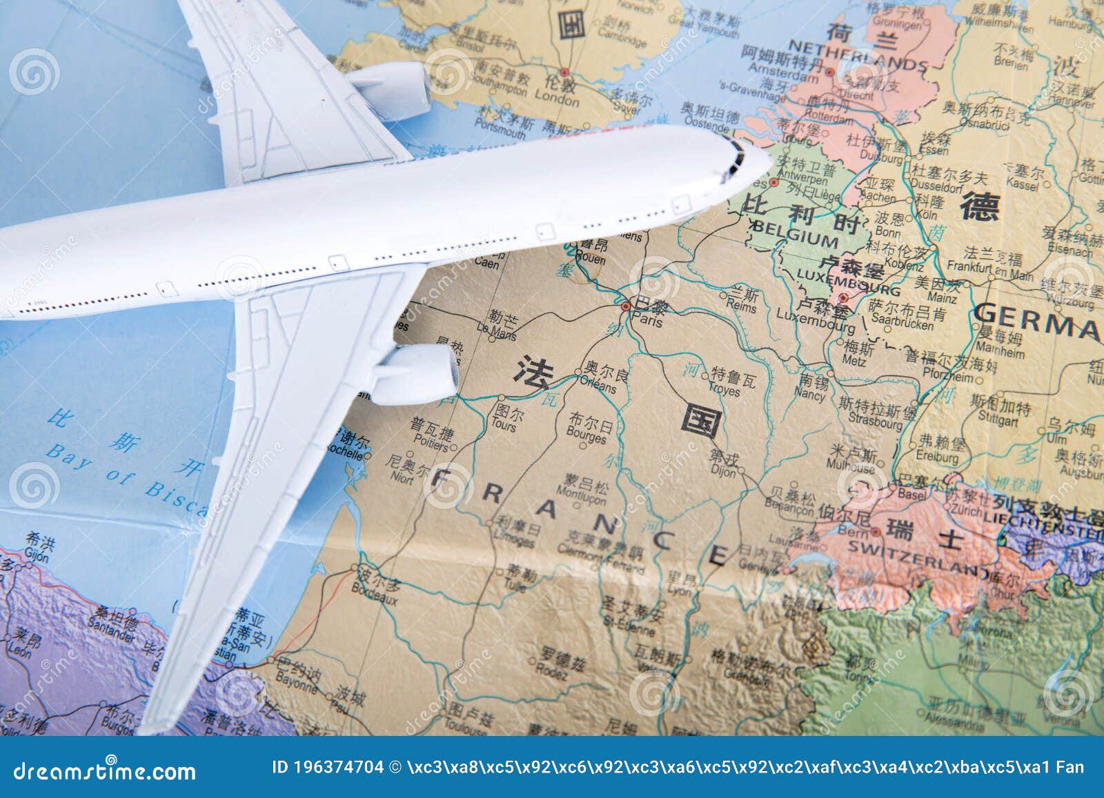 Airplane Model on the Map of France Stock Photo - Image of life ...