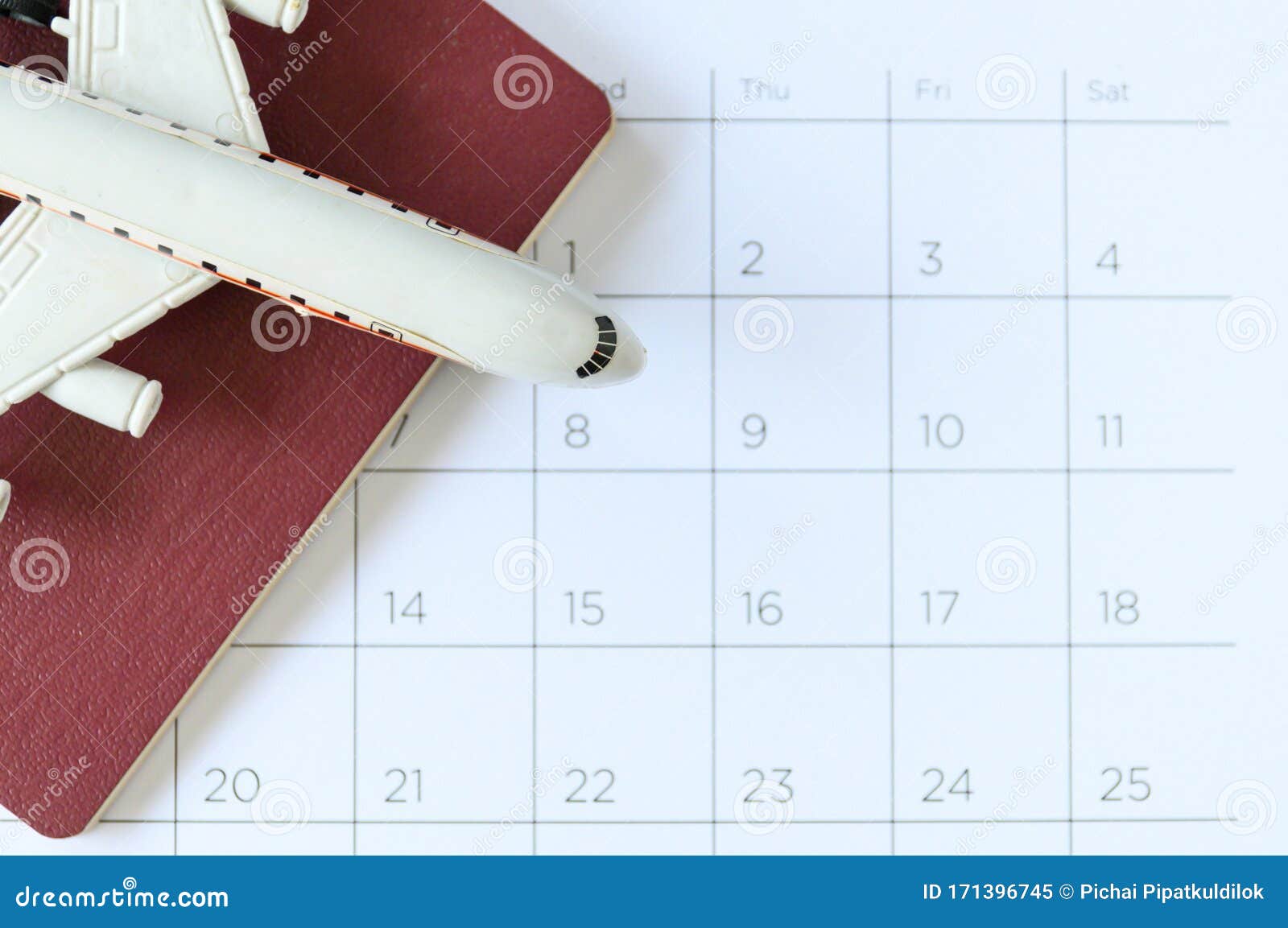 Airplane Model with Paper Calendar. Plan for Trip Stock Image - Image ...