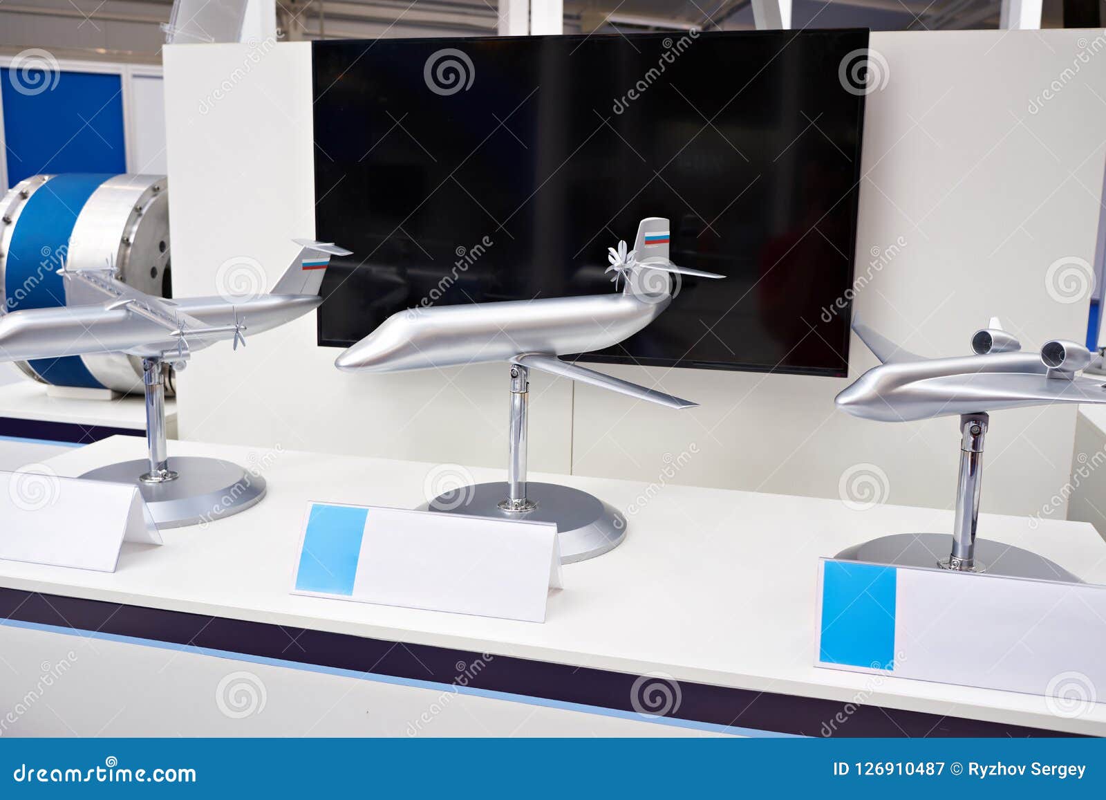 Airplane Models at Exhibition Stock Image - Image of silver, modern ...