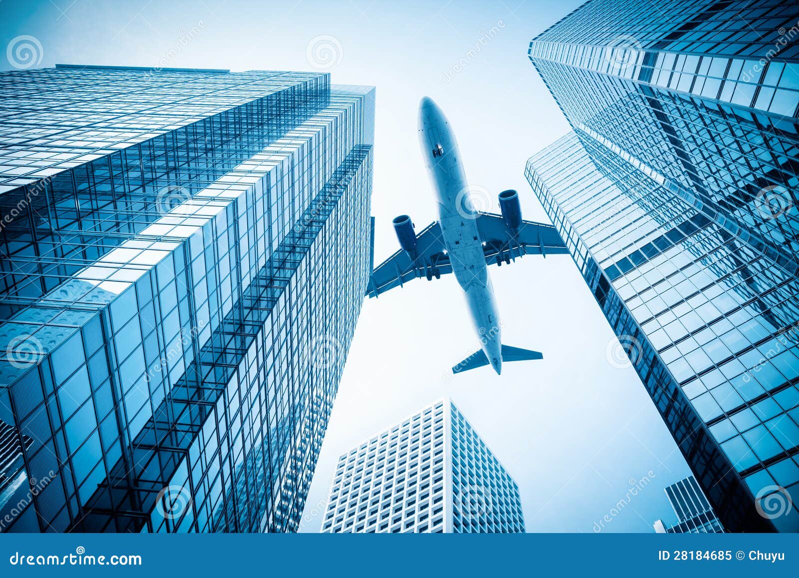 Airplane and Modern Office Building Stock Image - Image of airliner ...