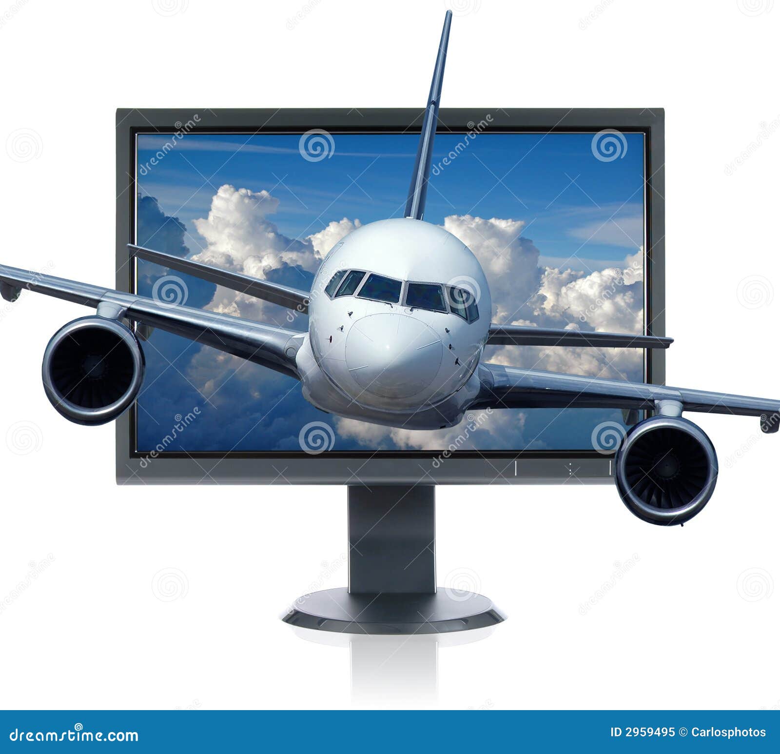 Airplane and monitor stock image. Image of clouds, panel - 2959495