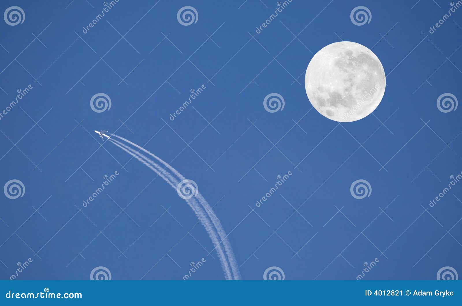 Airplane and moon stock image. Image of airliner, flight - 4012821