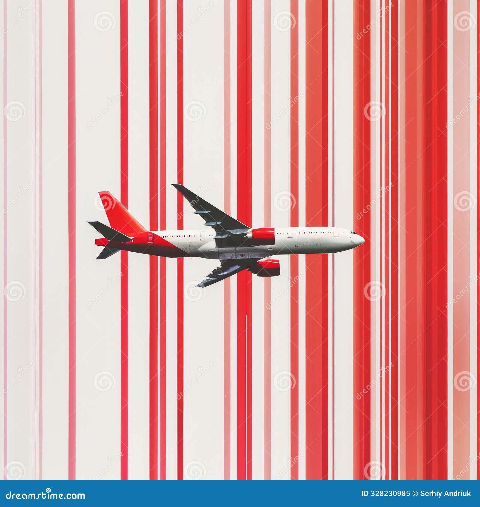 Airplane in Motion on a Background of Red Stripes. 3d Rendering Stock ...