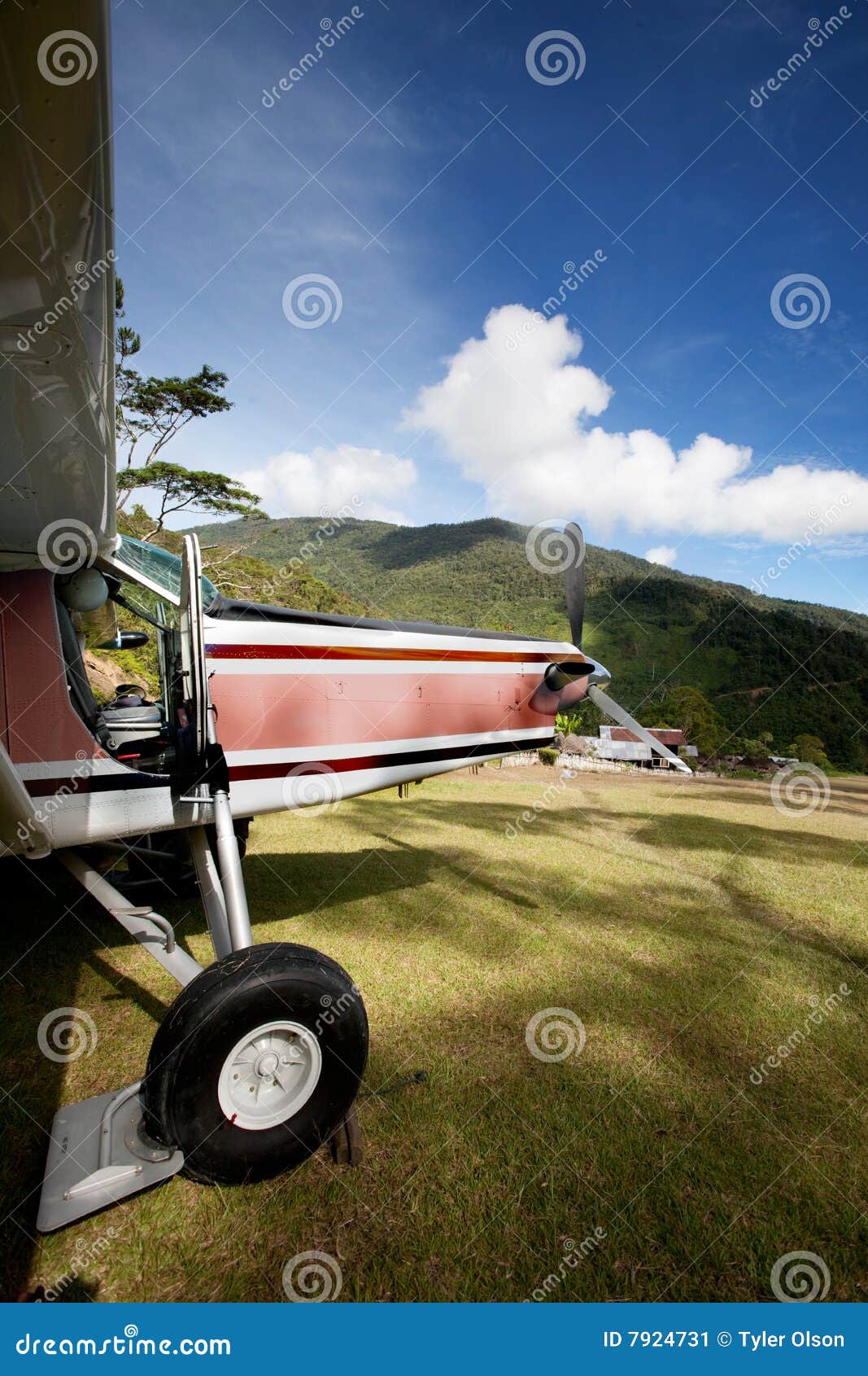 Airplane on Mountain Runway Stock Image - Image of personal, aviation ...