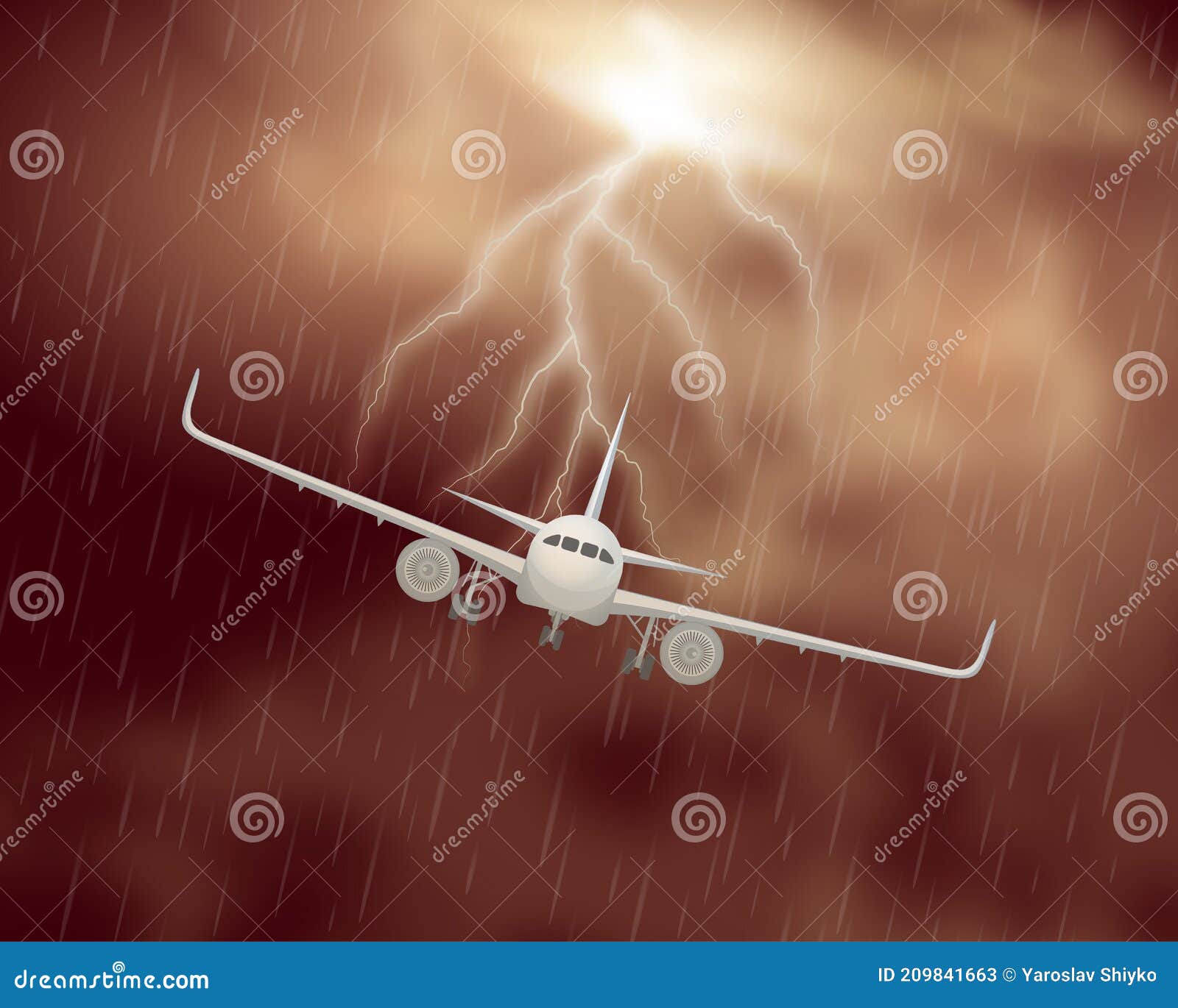 Airplane Night Storm Realistic Composition with Image of Passenger Jet ...