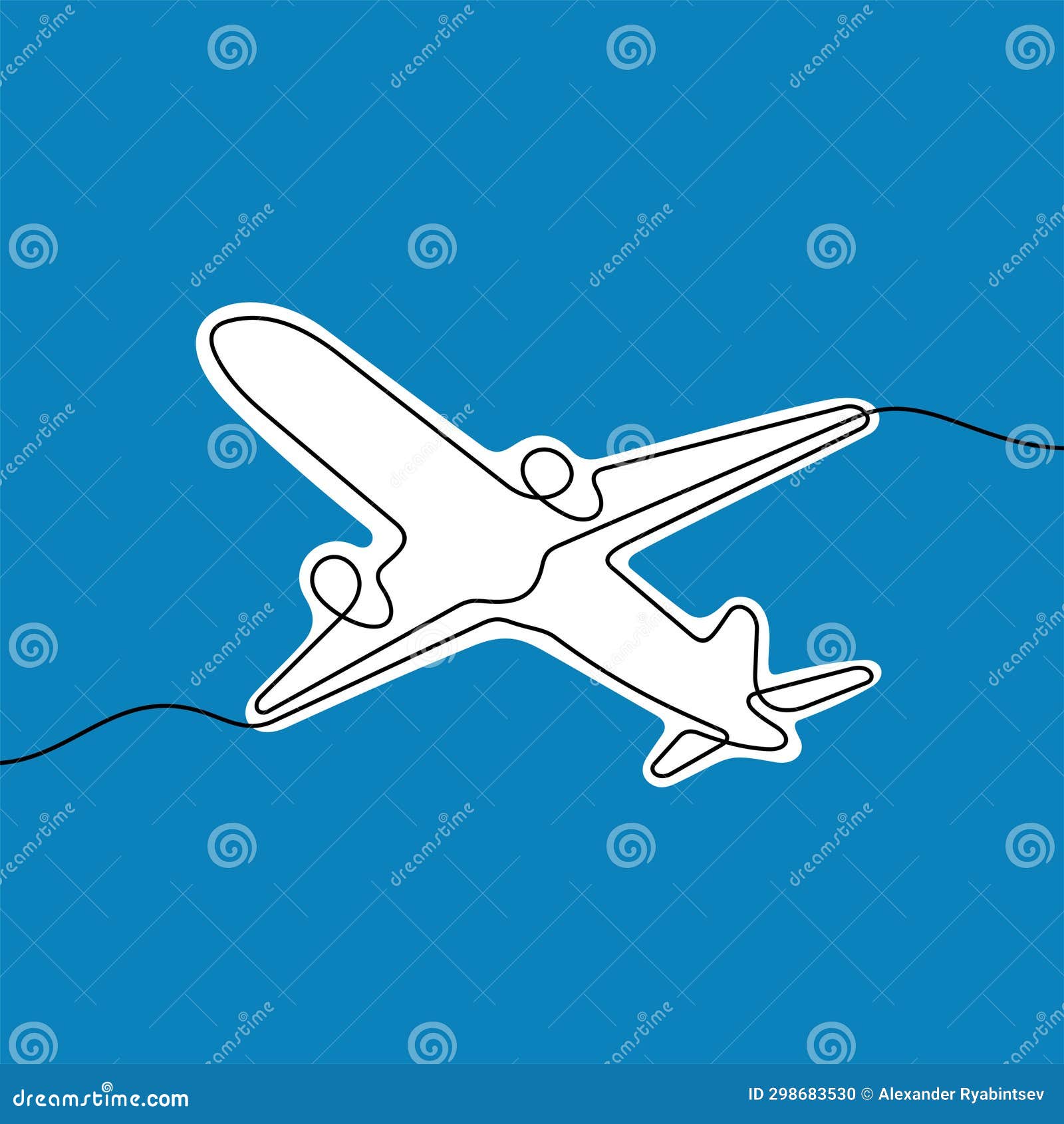 Airplane One Line Colourful Vector Illustration Stock Vector ...