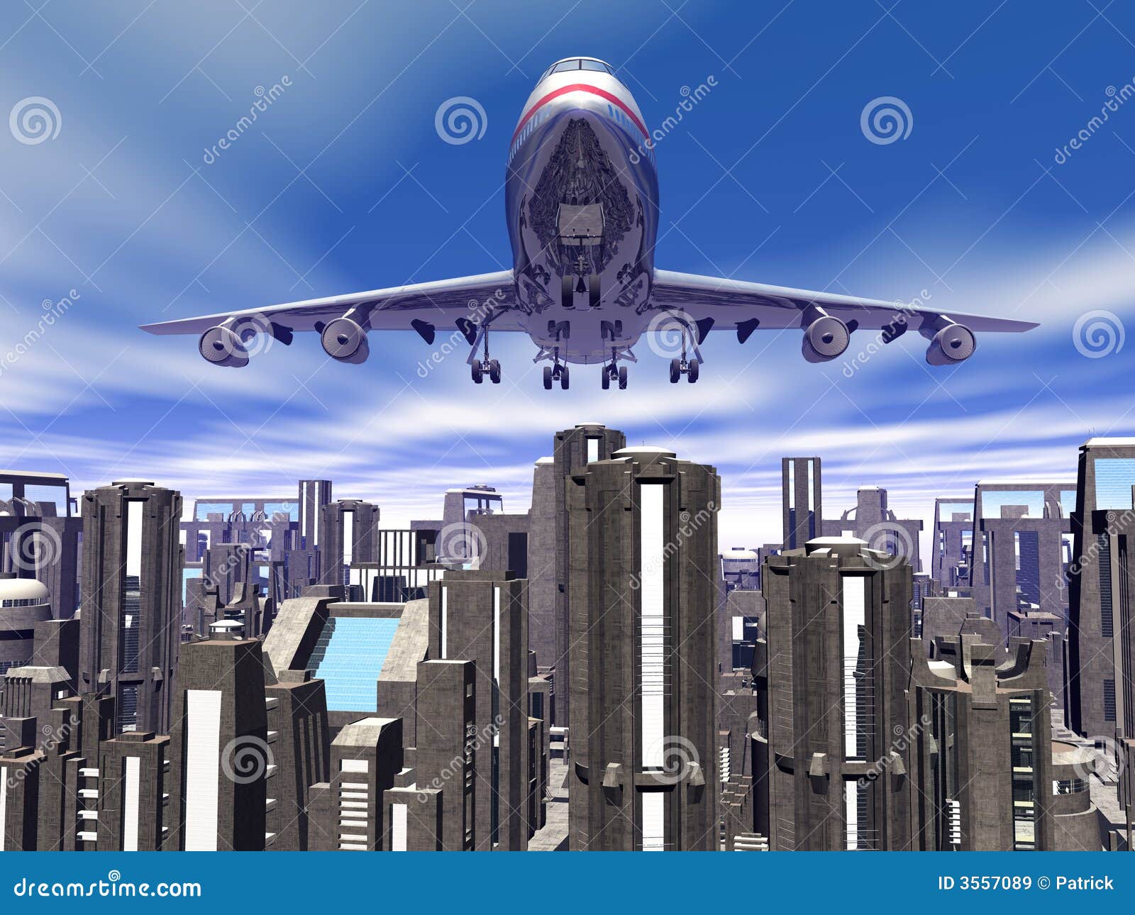 Airplane over city blocks stock illustration. Illustration of blue ...