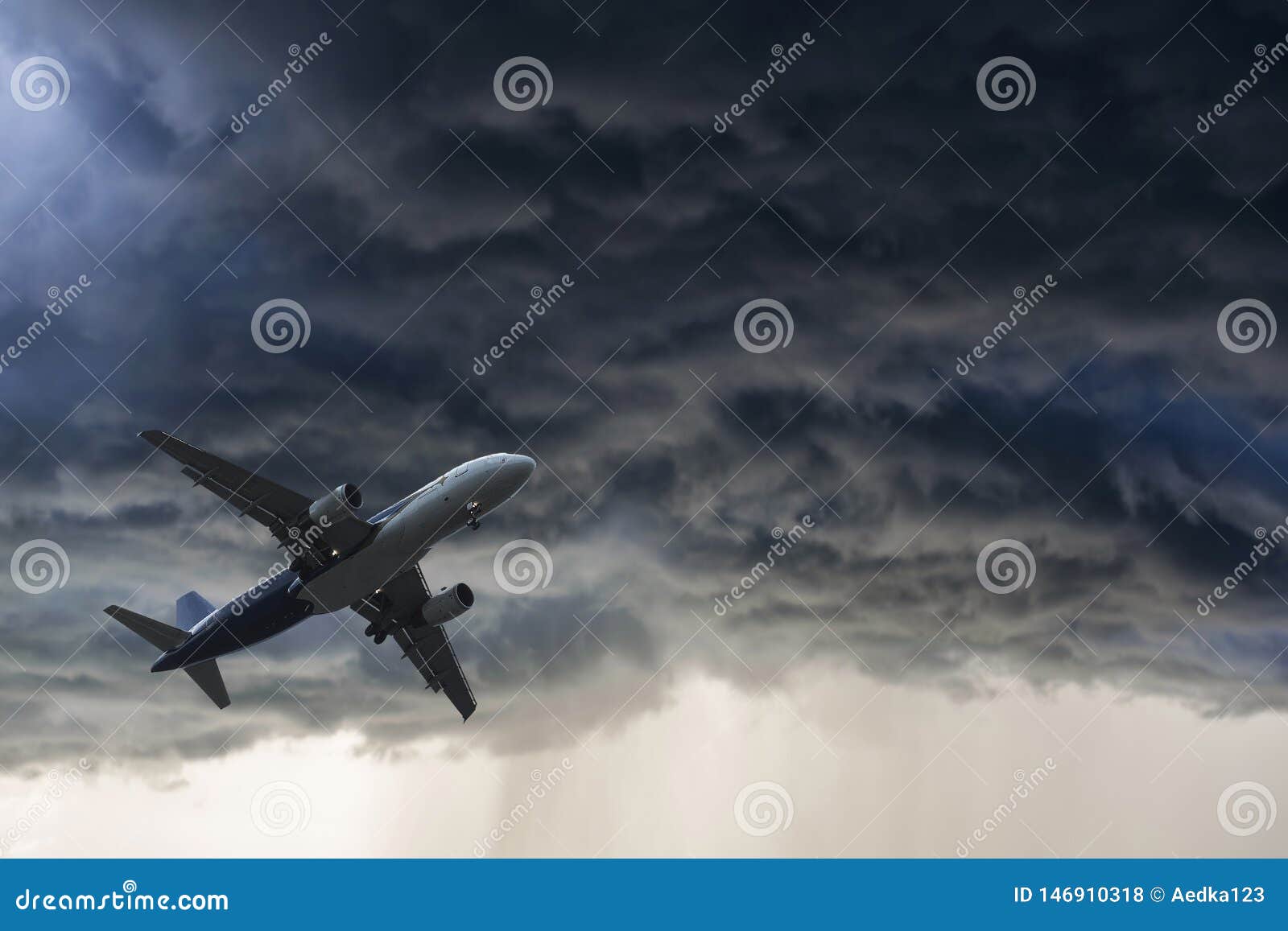 Airplane over the clouds stock photo. Image of clouds - 146910318