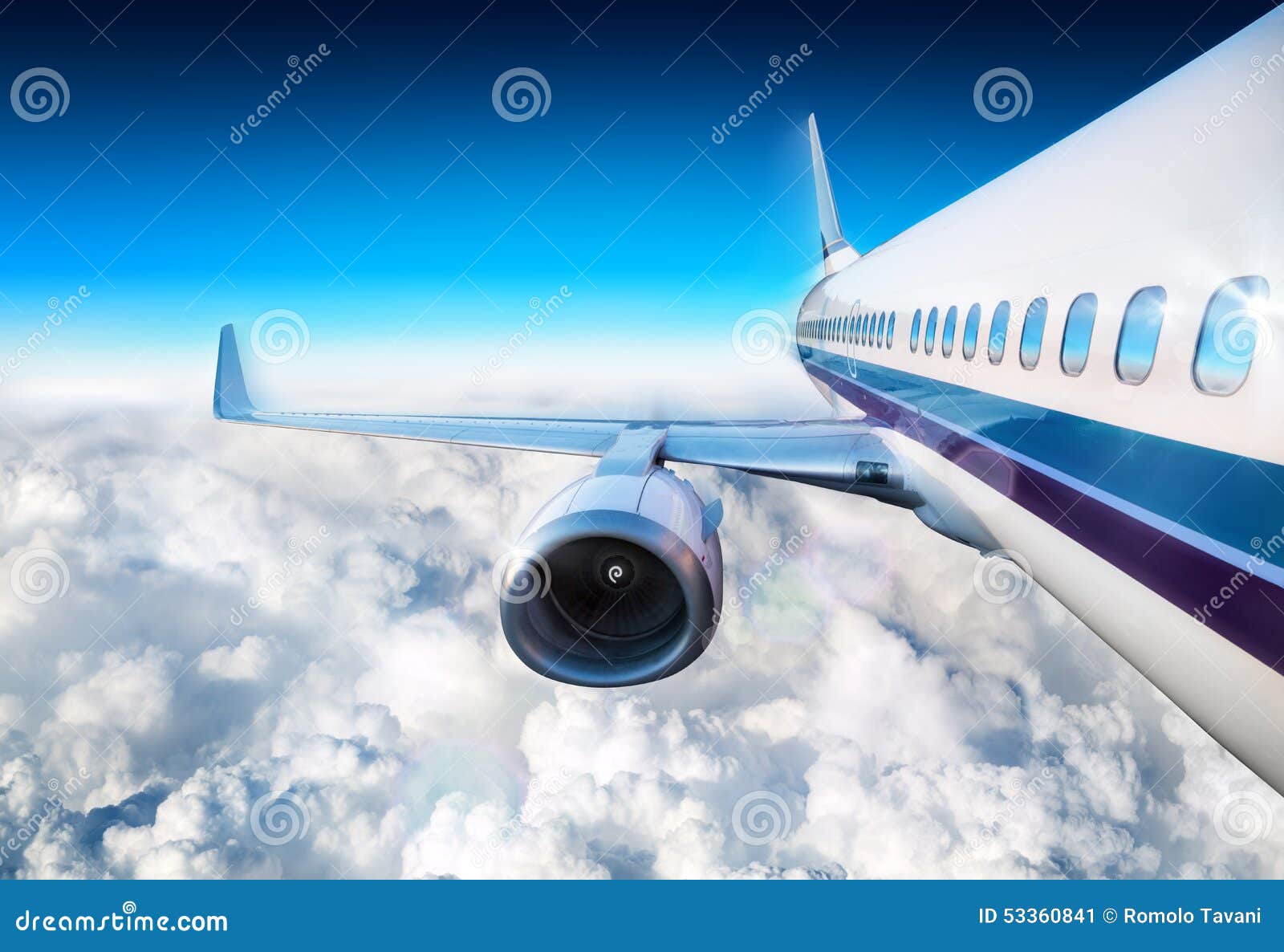 Airplane Over Clouds Flying Stock Image - Image of plane, turbine: 53360841