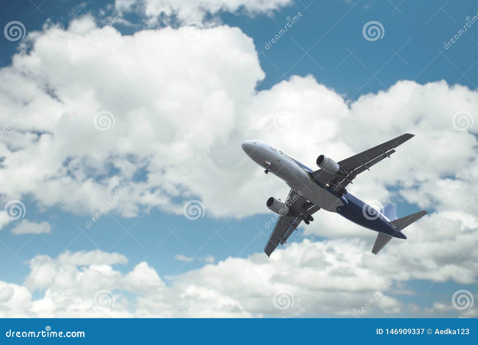 Airplane over the clouds stock image. Image of horizon - 146909337