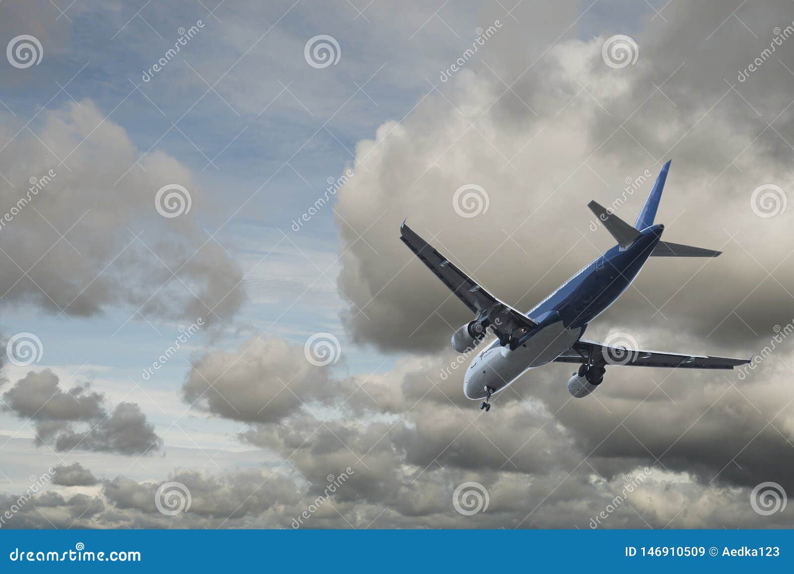 Airplane over the clouds stock image. Image of clear - 146910509