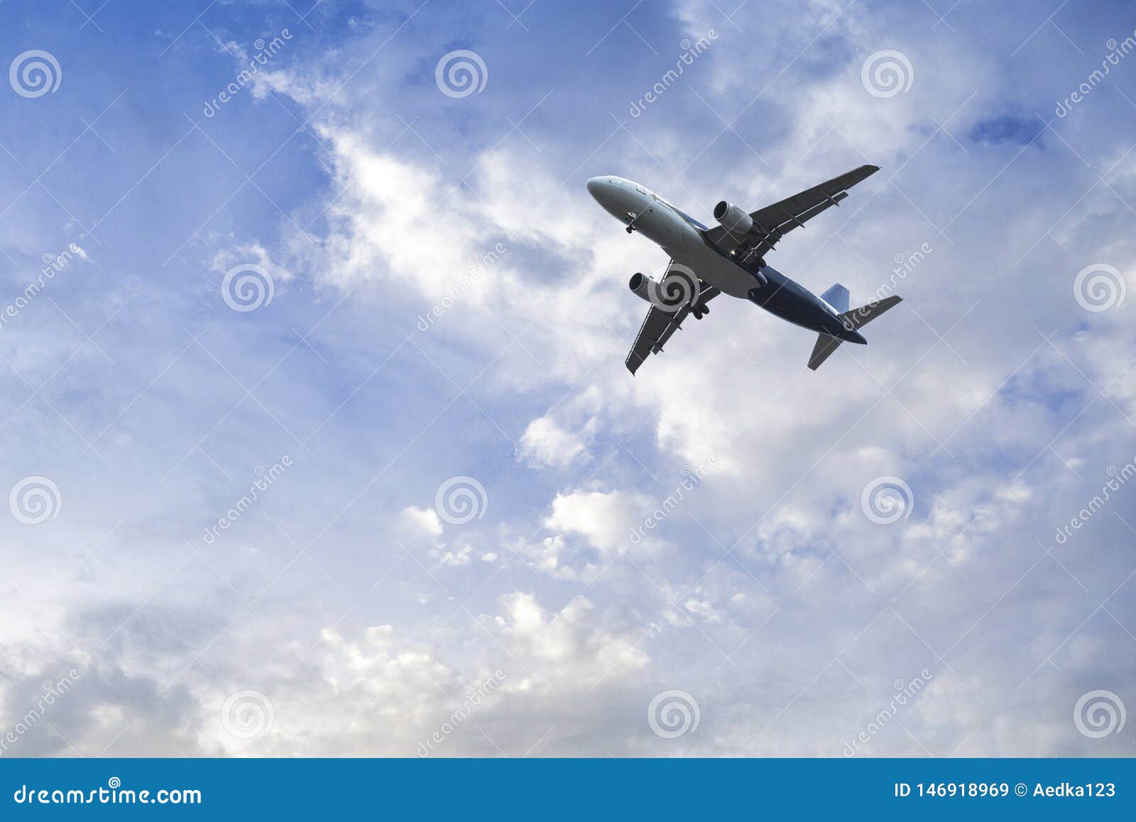 Airplane over the clouds stock image. Image of high - 146918969