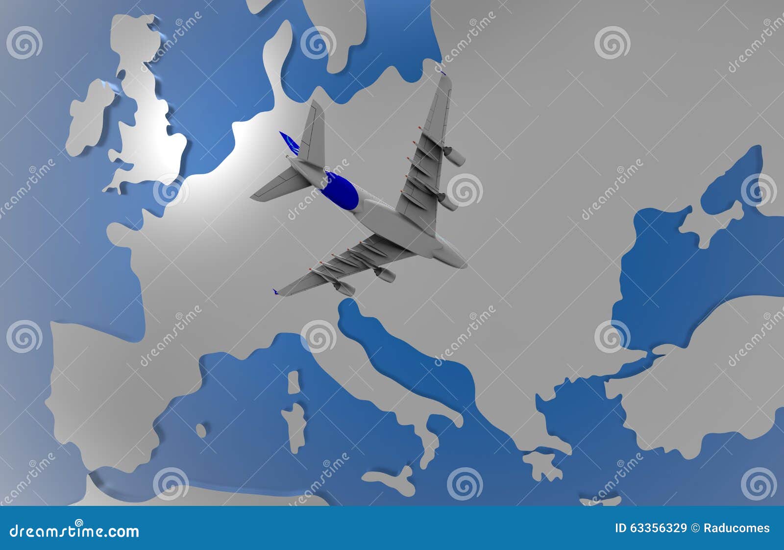 Airplane over Europe stock illustration. Illustration of unity - 63356329
