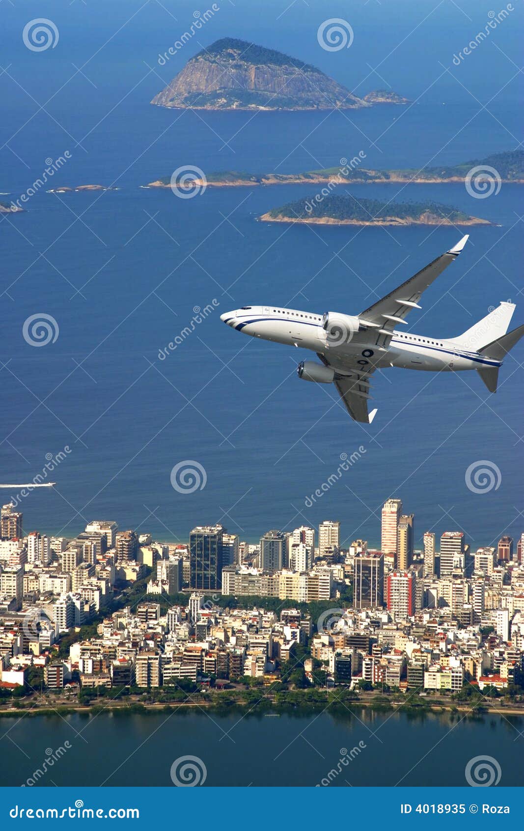 Airplane Over Ipanema Beach in Brazil Stock Image - Image of aircraft ...