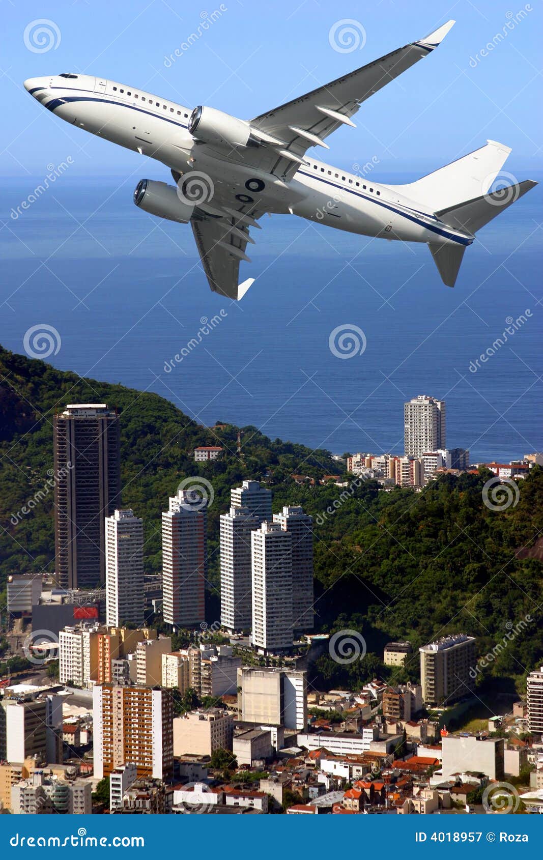 Airplane Over Ipanema Beach in Brazil Stock Image - Image of beach ...