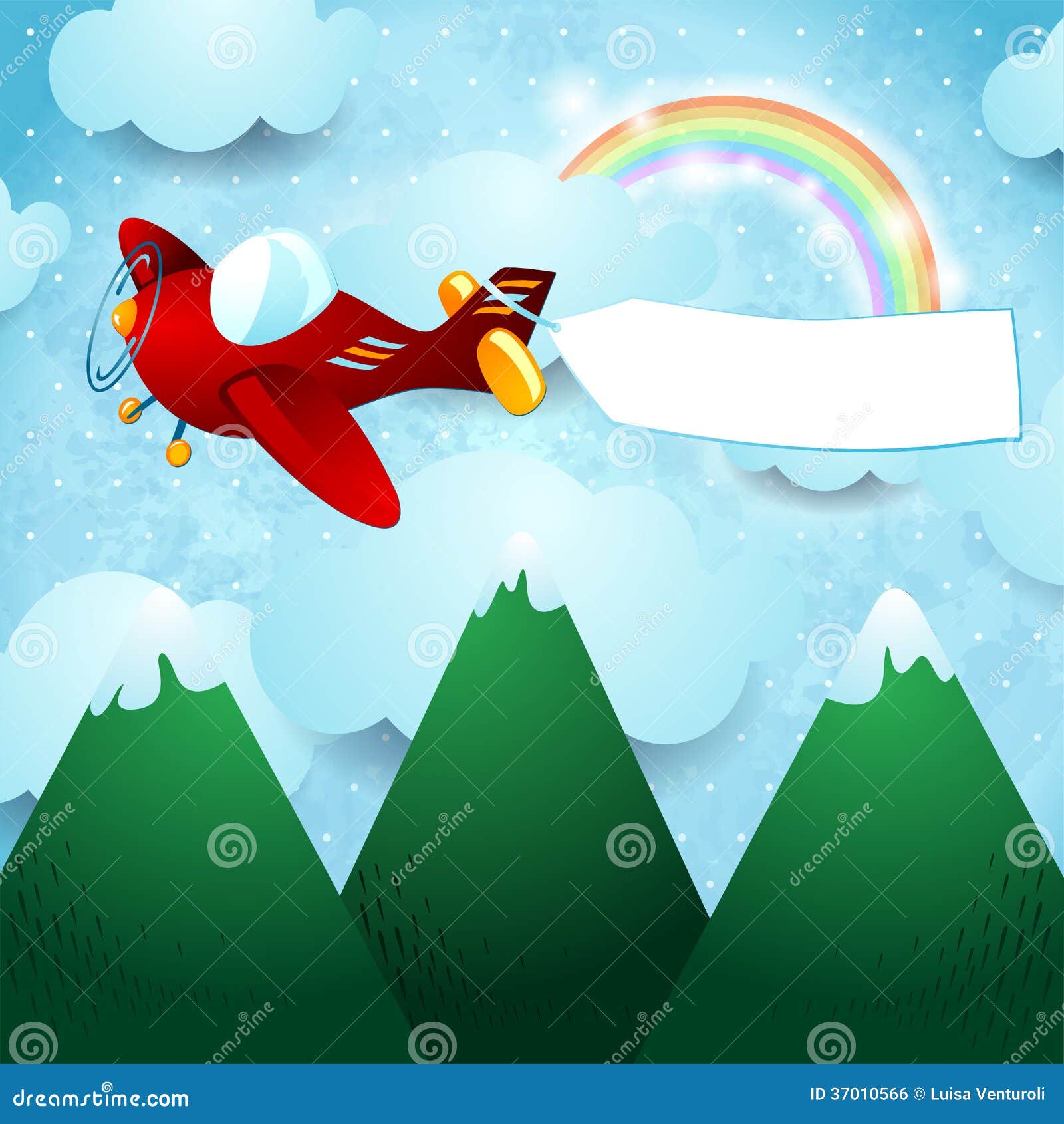 Airplane over the mountain stock vector. Illustration of flying - 37010566
