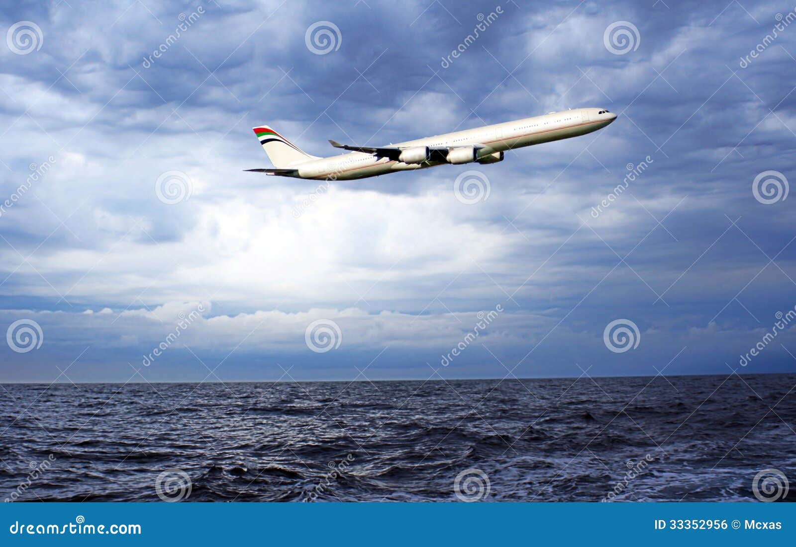 Airplane Flying Over Ocean
