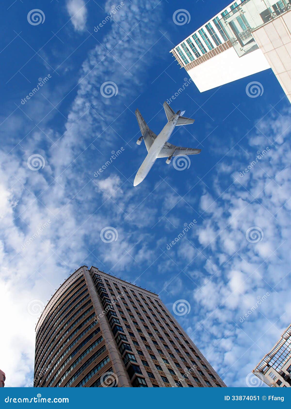 Airplane Over Office Buildings. Stock Image - Image of estate ...