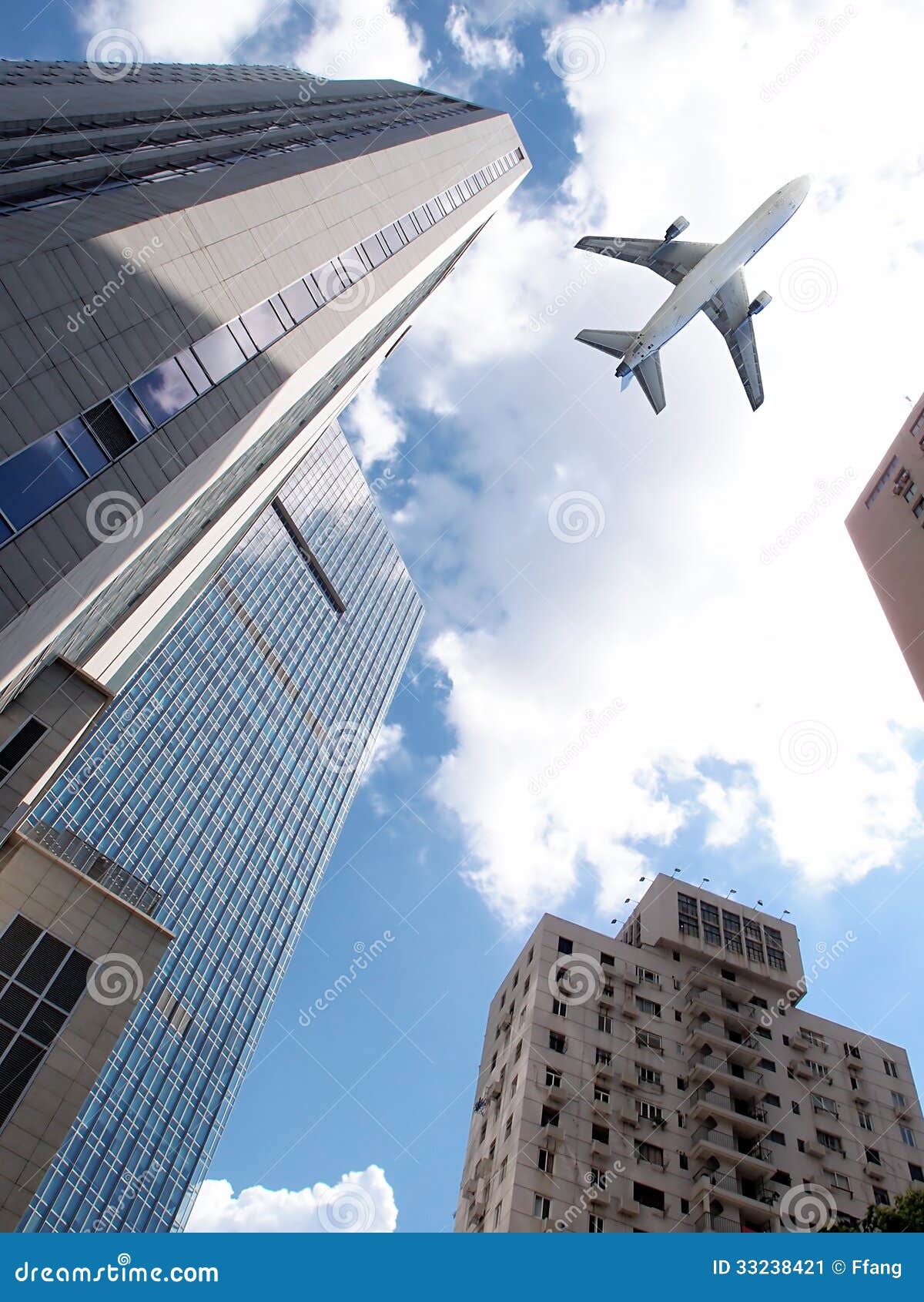 Airplane Over Office Buildings. Stock Image - Image of lifestyle, floor ...