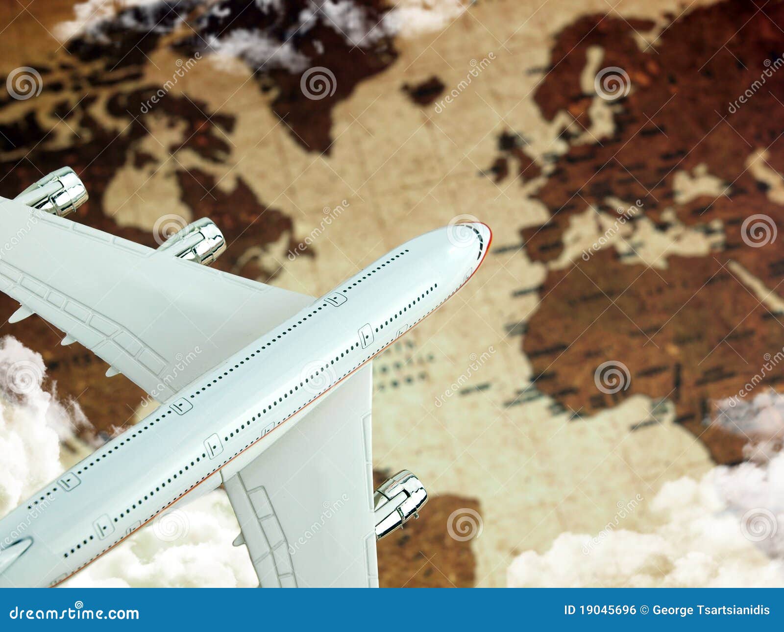 Airplane over world map stock photo. Image of passport - 19045696