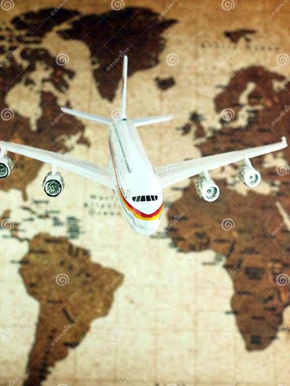 Airplane over world map stock photo. Image of trip, ship - 19045888