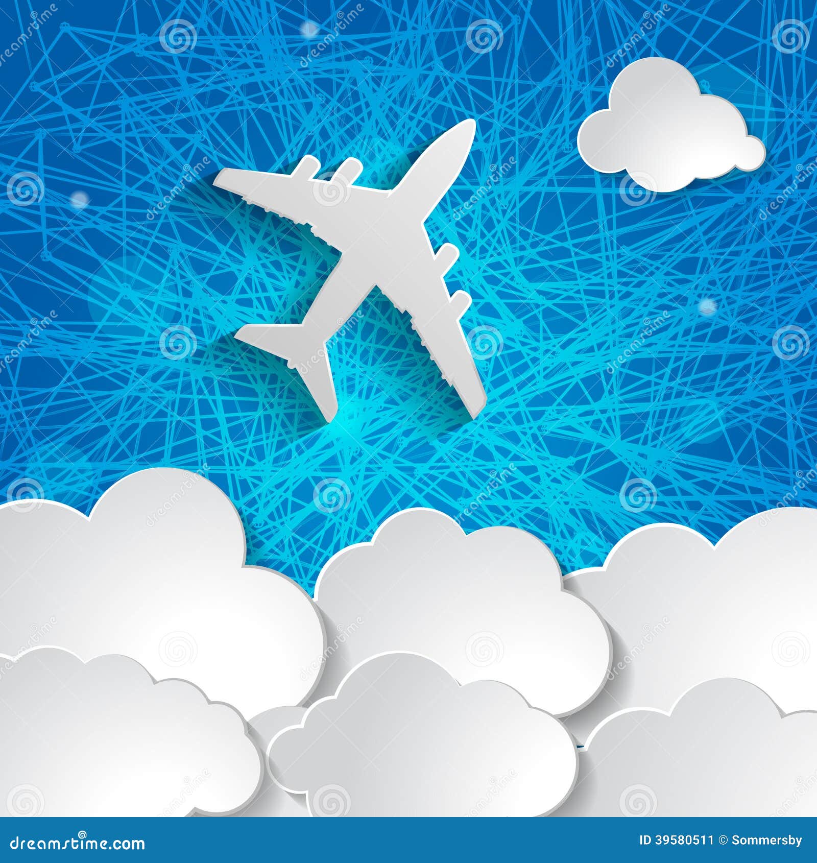Airplane On Striped Backdrop Cartoon Vector | CartoonDealer.com #135348021