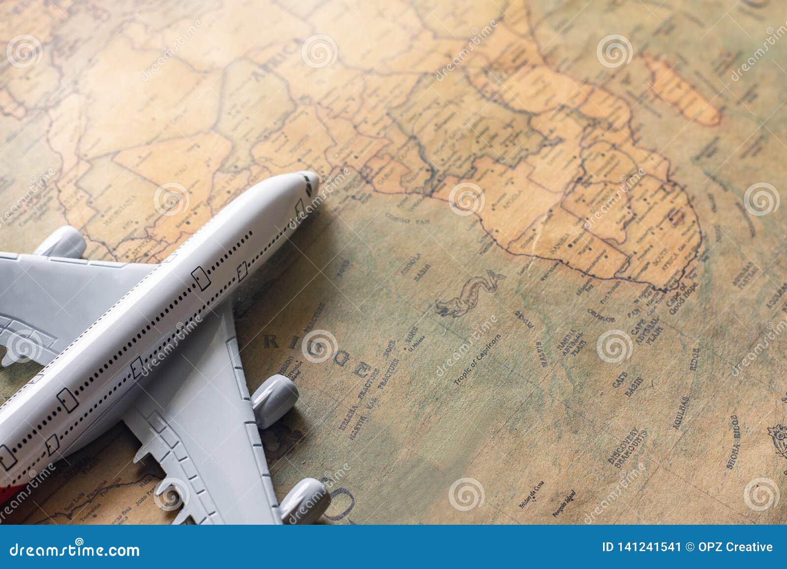 Airplane on Paper Map for Travel Adventure Discovery Image Stock Image ...