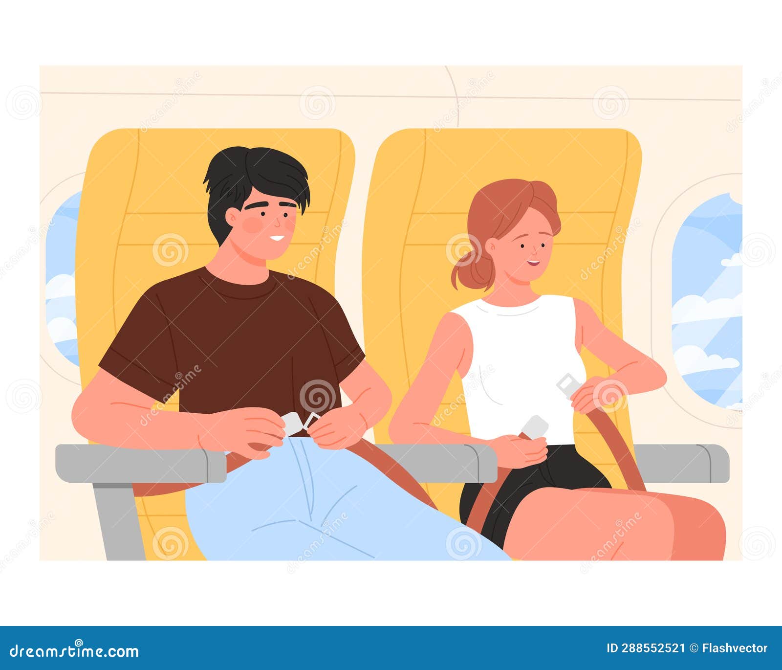 Airplane Passengers On The Flight Cartoon Vector | CartoonDealer.com ...