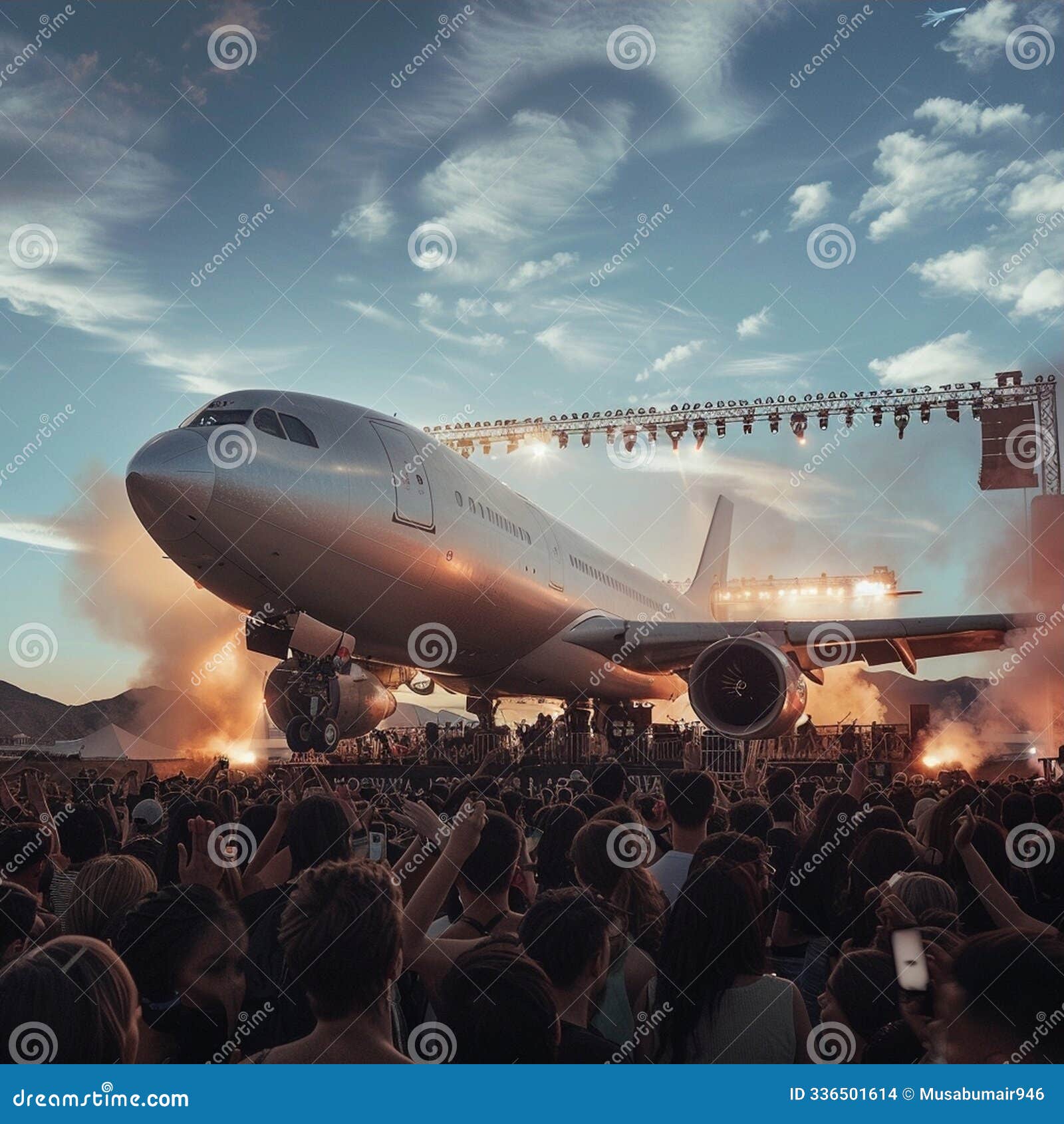 Airplane Performing at a Music Concert Stock Illustration ...