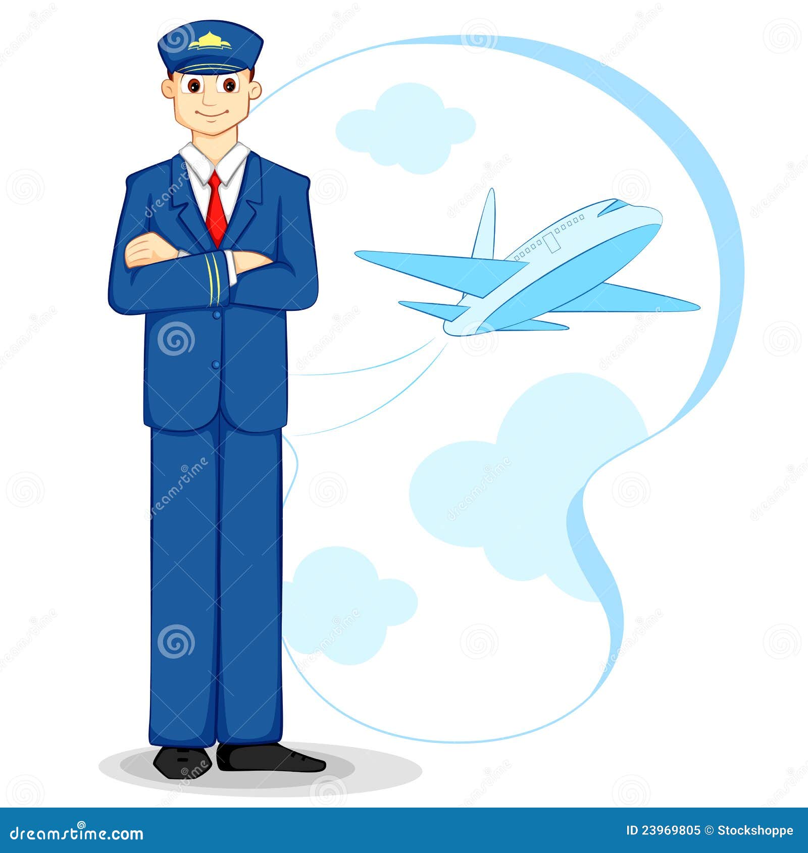 Airplane Pilot Hand Welcome Cartoon Character Aircraft Captain In ...