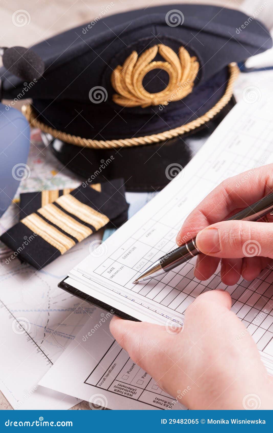 Airplane Pilot Filling in Flight Plan Stock Image - Image of plan ...