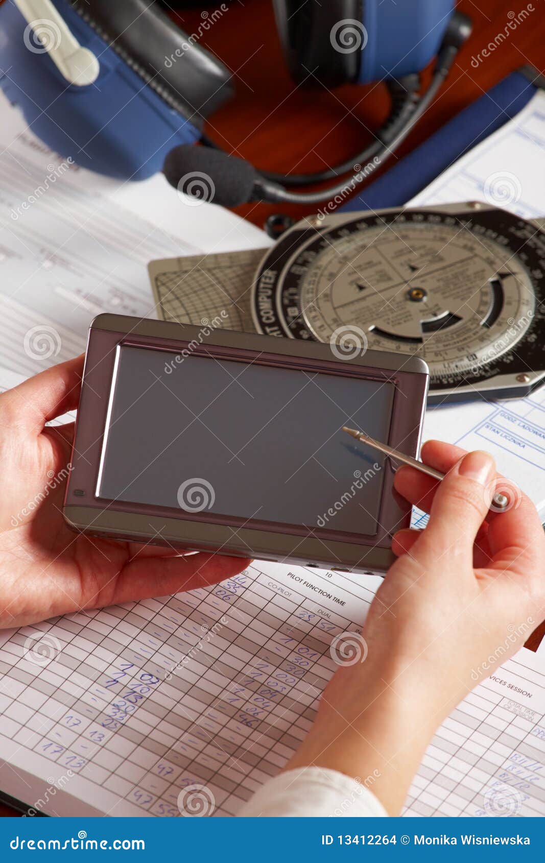 Airplane Pilot Programming Gps Navigation Stock Photo - Image of pilot ...